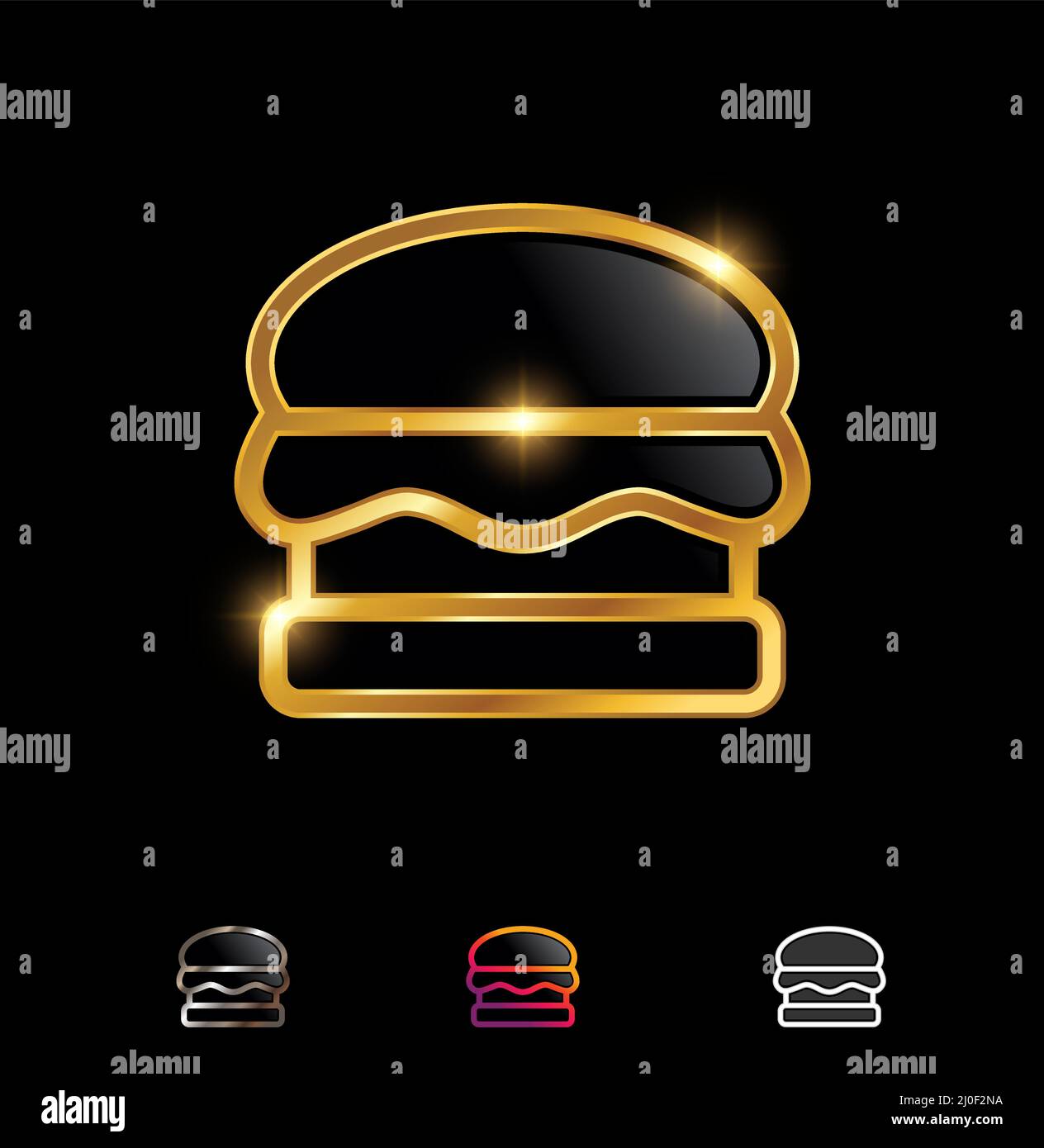 A Vector Illustration set of Golden Isolated Burger Icon Stock Vector ...
