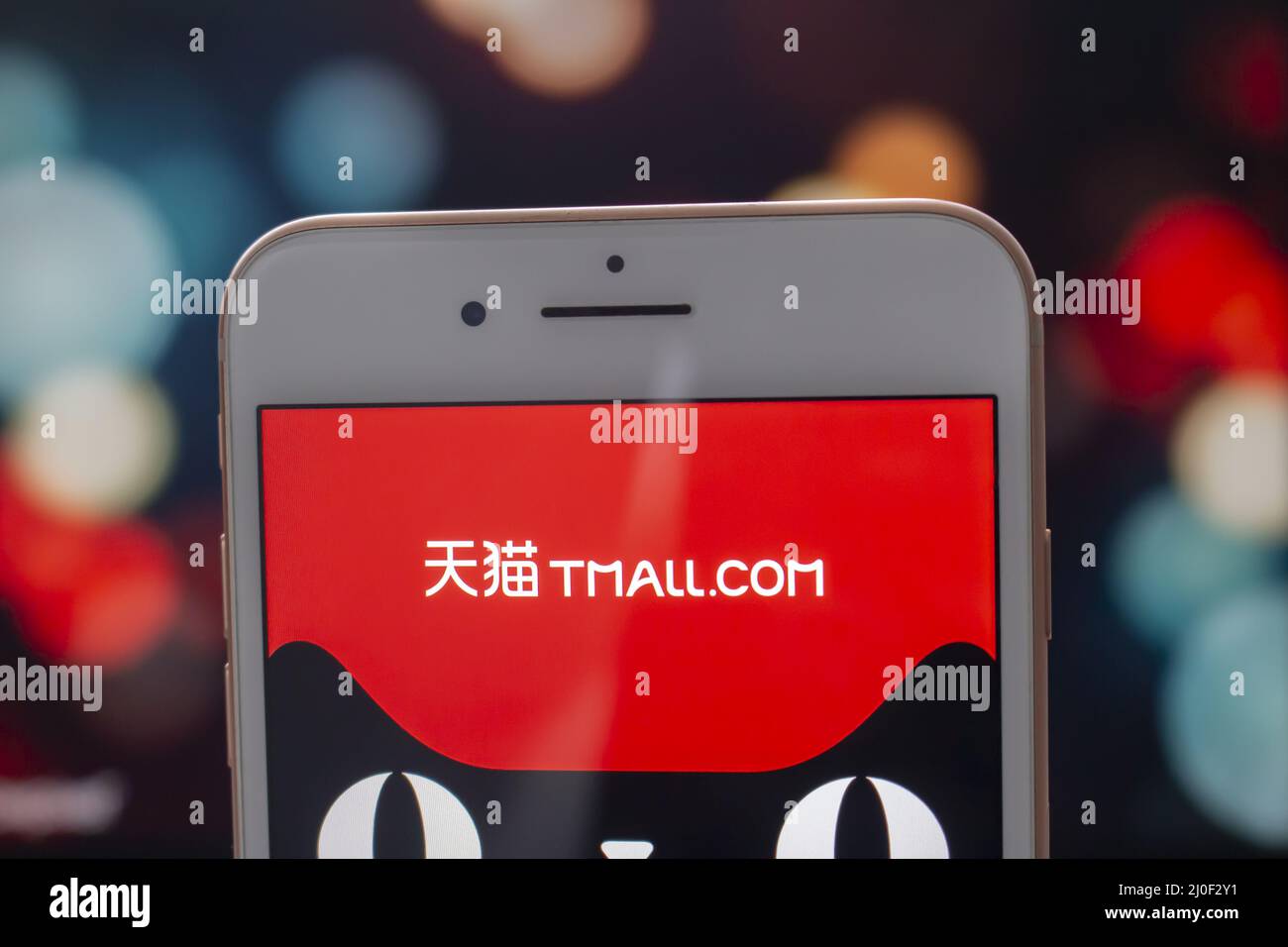 Calgary, Alberta. Canada May 22, 2020. A phone with Tmall on the screen. Tmall.com, formerly ...