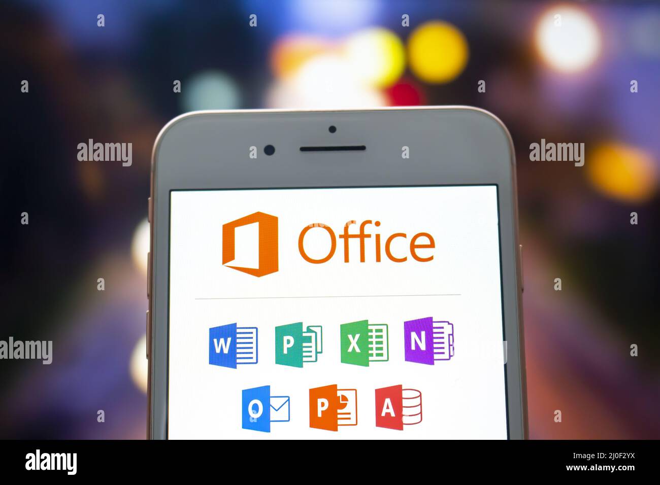 Calgary, Alberta. Canada May 22, 2020. An iPhone Plus with a Microsoft ...