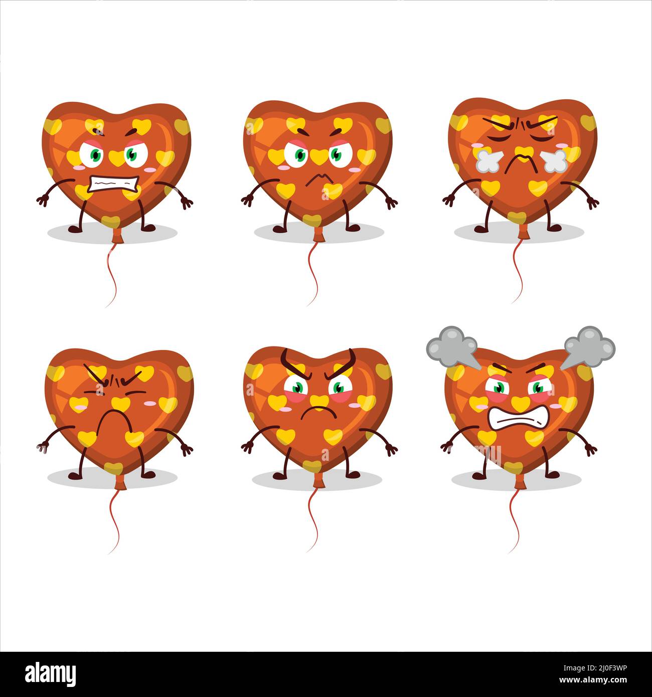 Orange love balloon cartoon character with various angry expressions ...