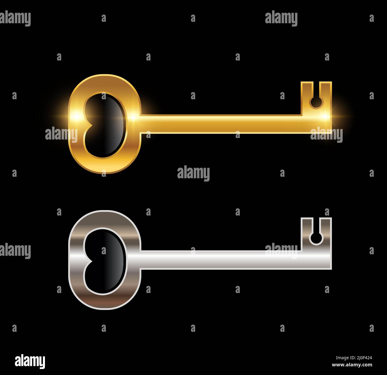 A Vector Illustration set of Gold and Silver Key Sign Stock Vector ...