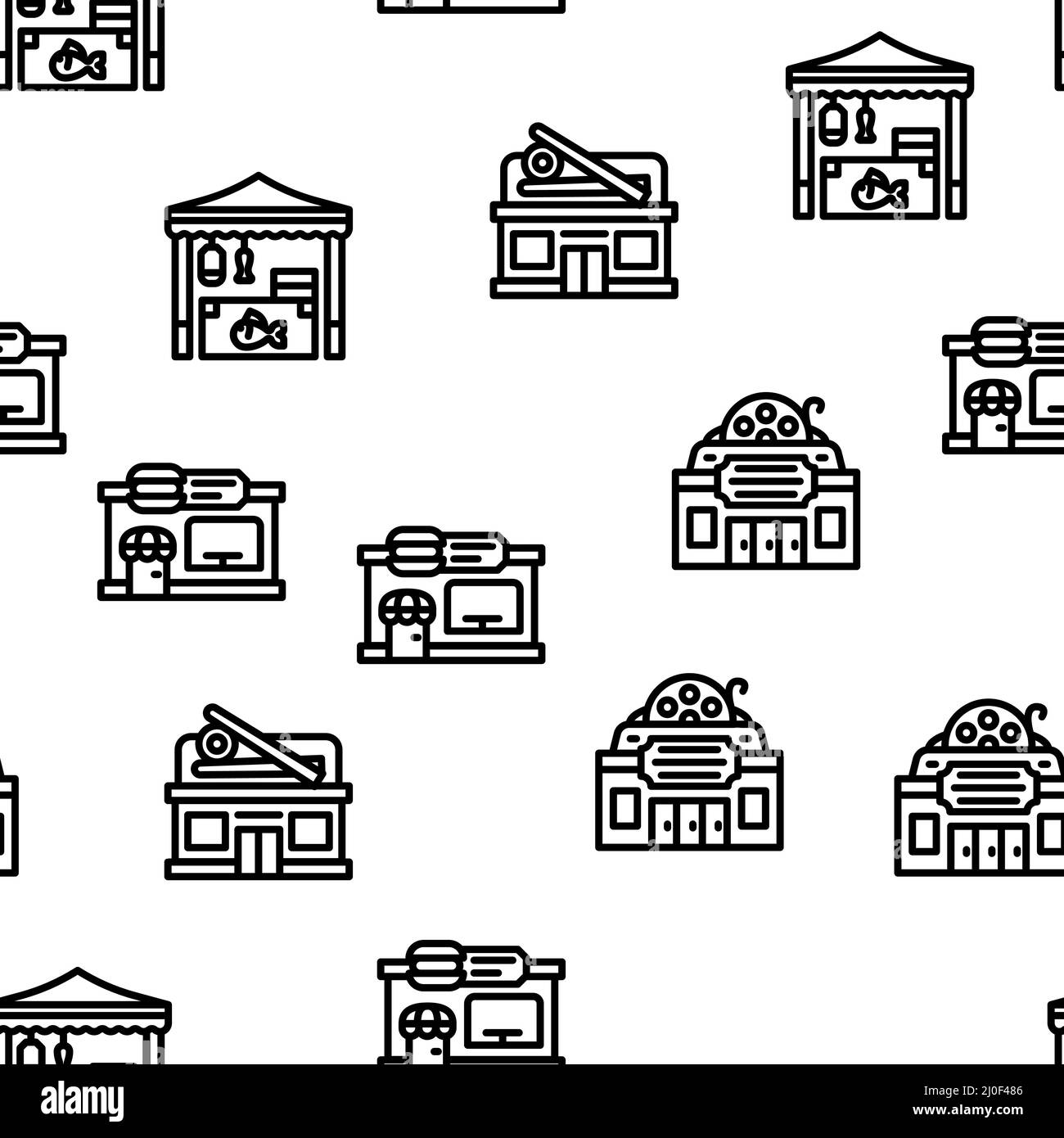 Building Construction Exterior Vector Seamless Pattern Stock Vector ...