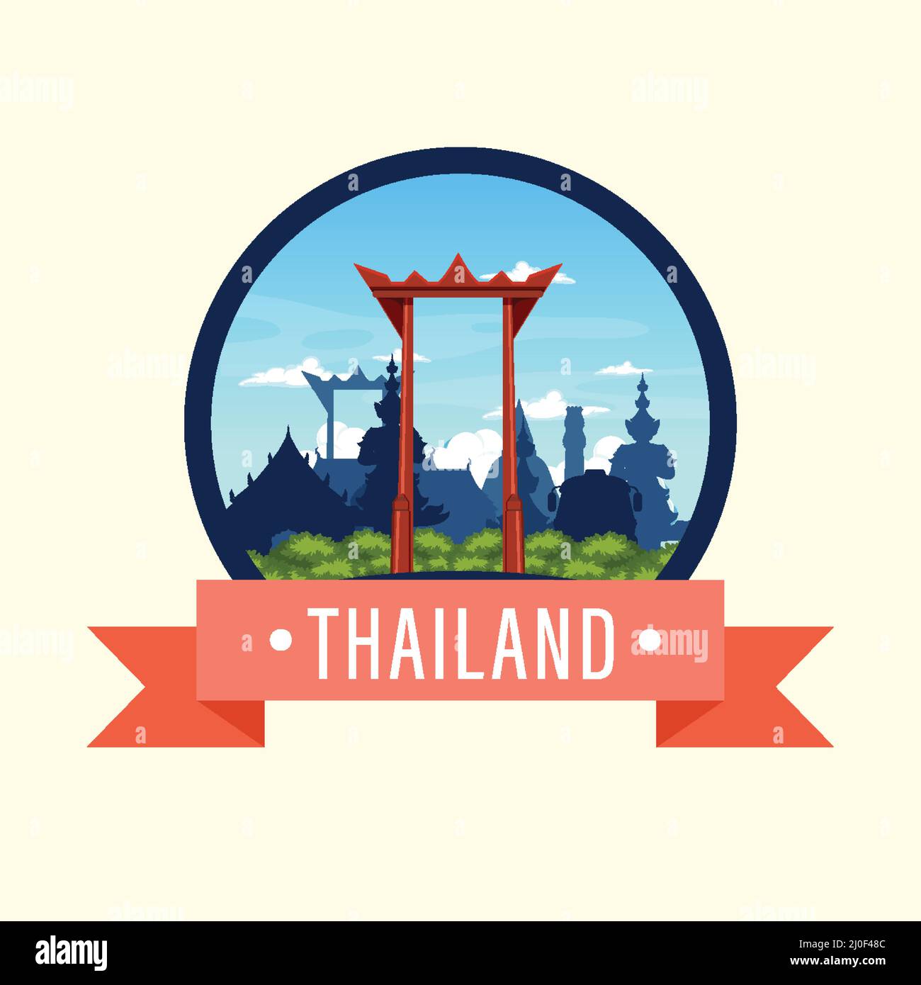 Giant swing Thailand attraction and landscape icon illustration Stock ...