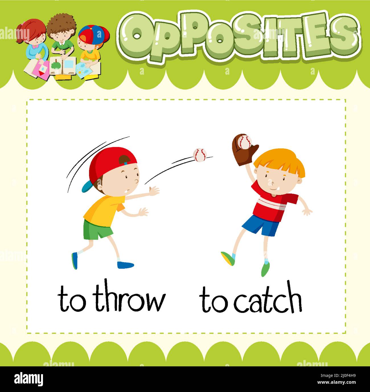 Education word card of English opposites word illustration Stock Vector ...