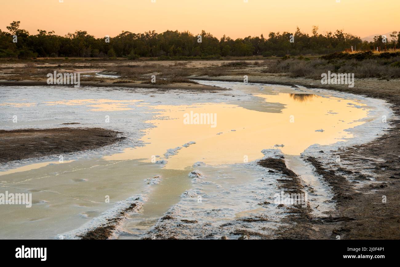 Salt lake during sunset Larnaca, Cyprus Stock Photo - Alamy