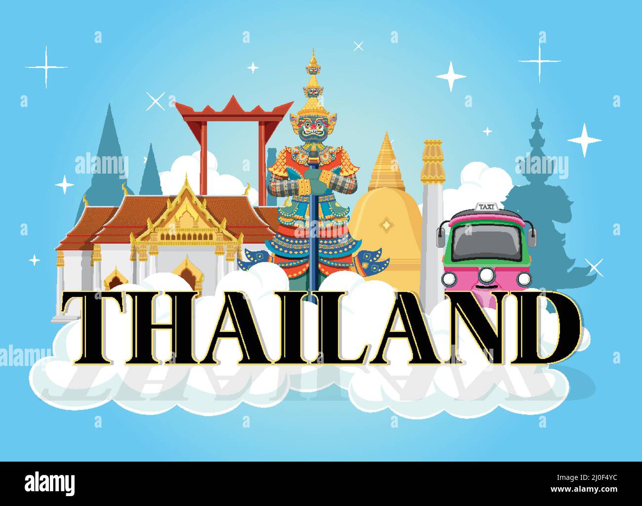 Thailand iconic tourism attraction background illustration Stock Vector ...