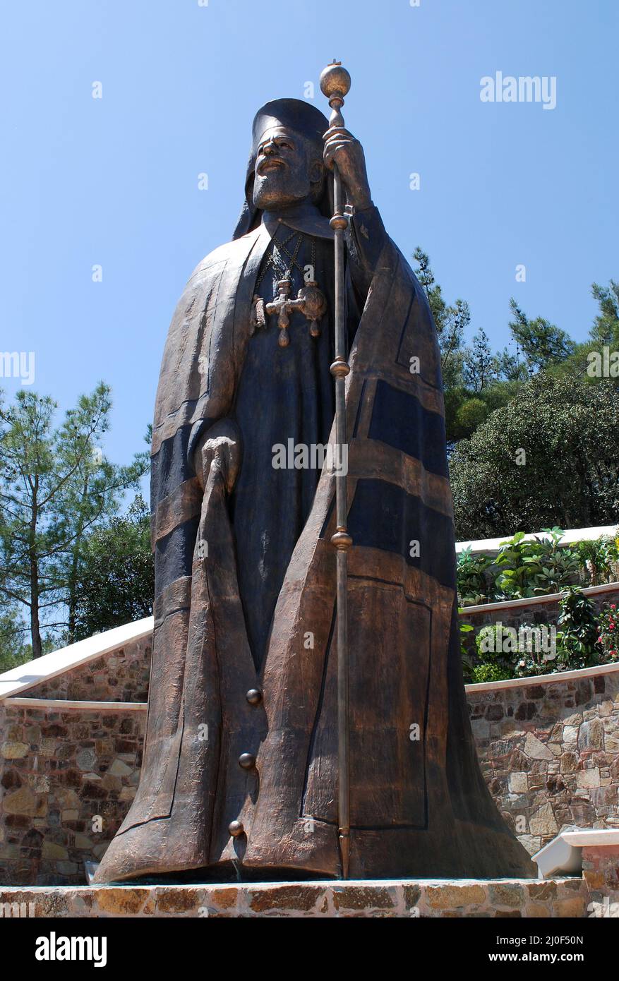 Satue of Makarios archbishop, Cyprus, Kykkos Monastery, Cyprus Stock ...