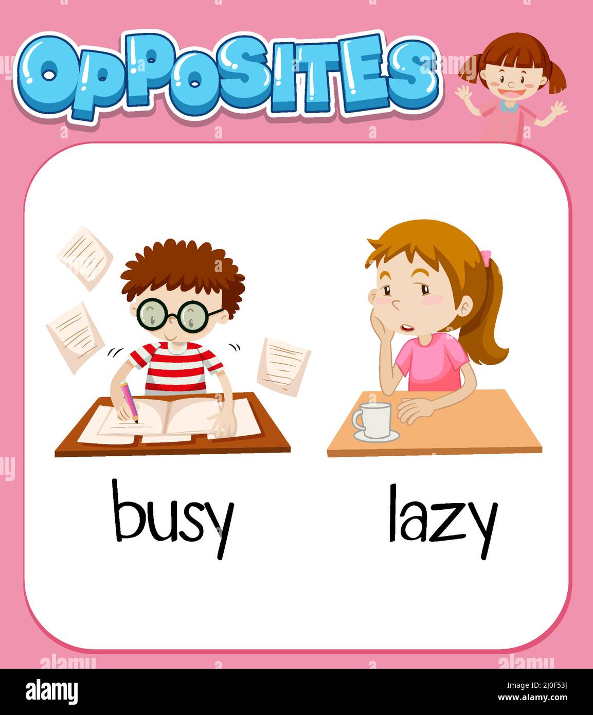 Opposite words for busy and lazy illustration Stock Vector Image & Art ...