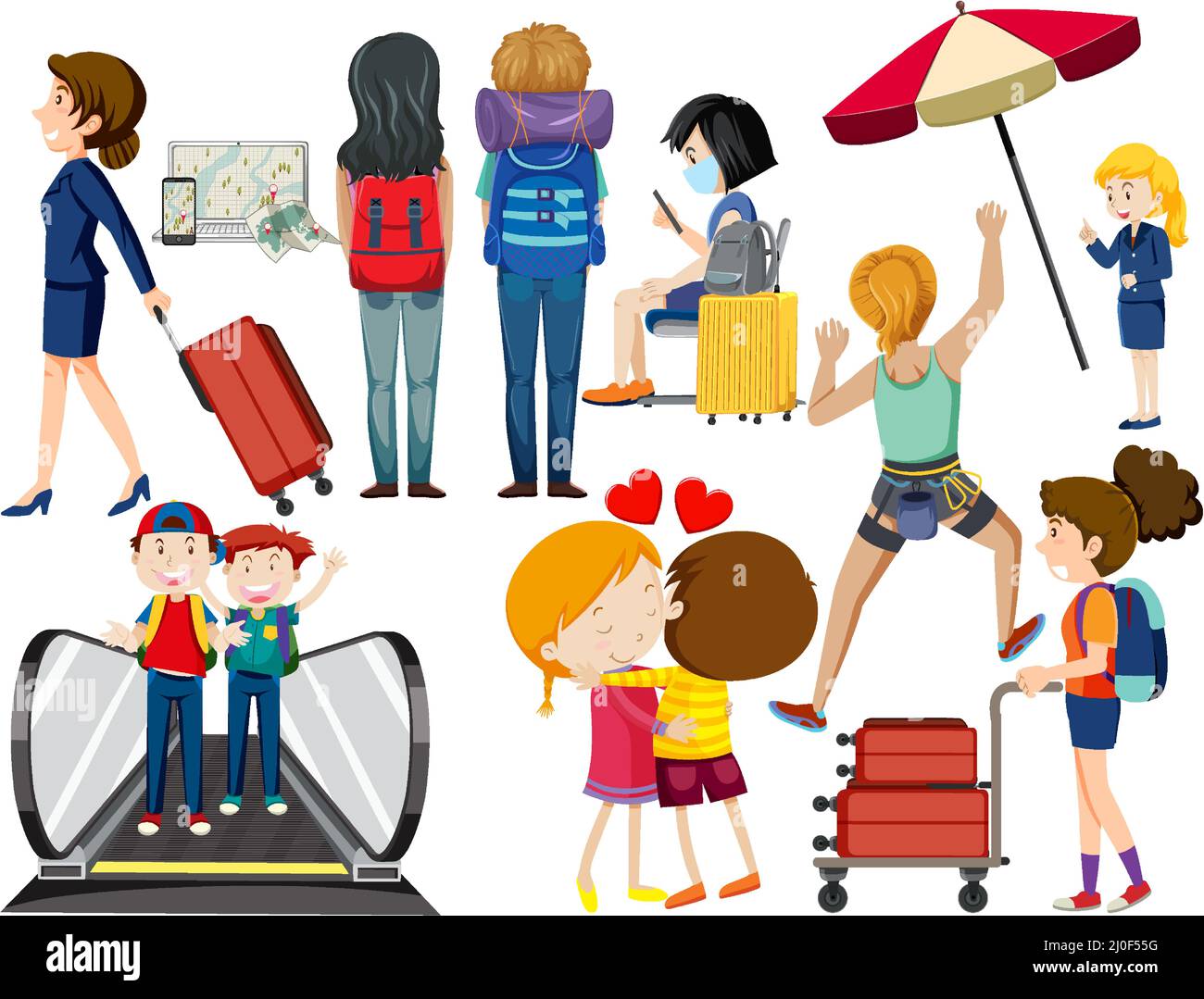 Set of people in different actions illustration Stock Vector Image ...