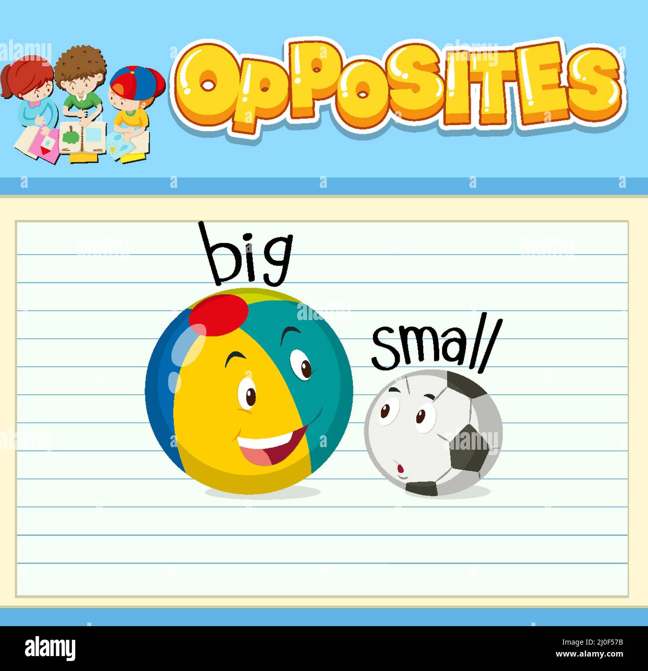 Education word card of English opposites word illustration Stock Vector ...