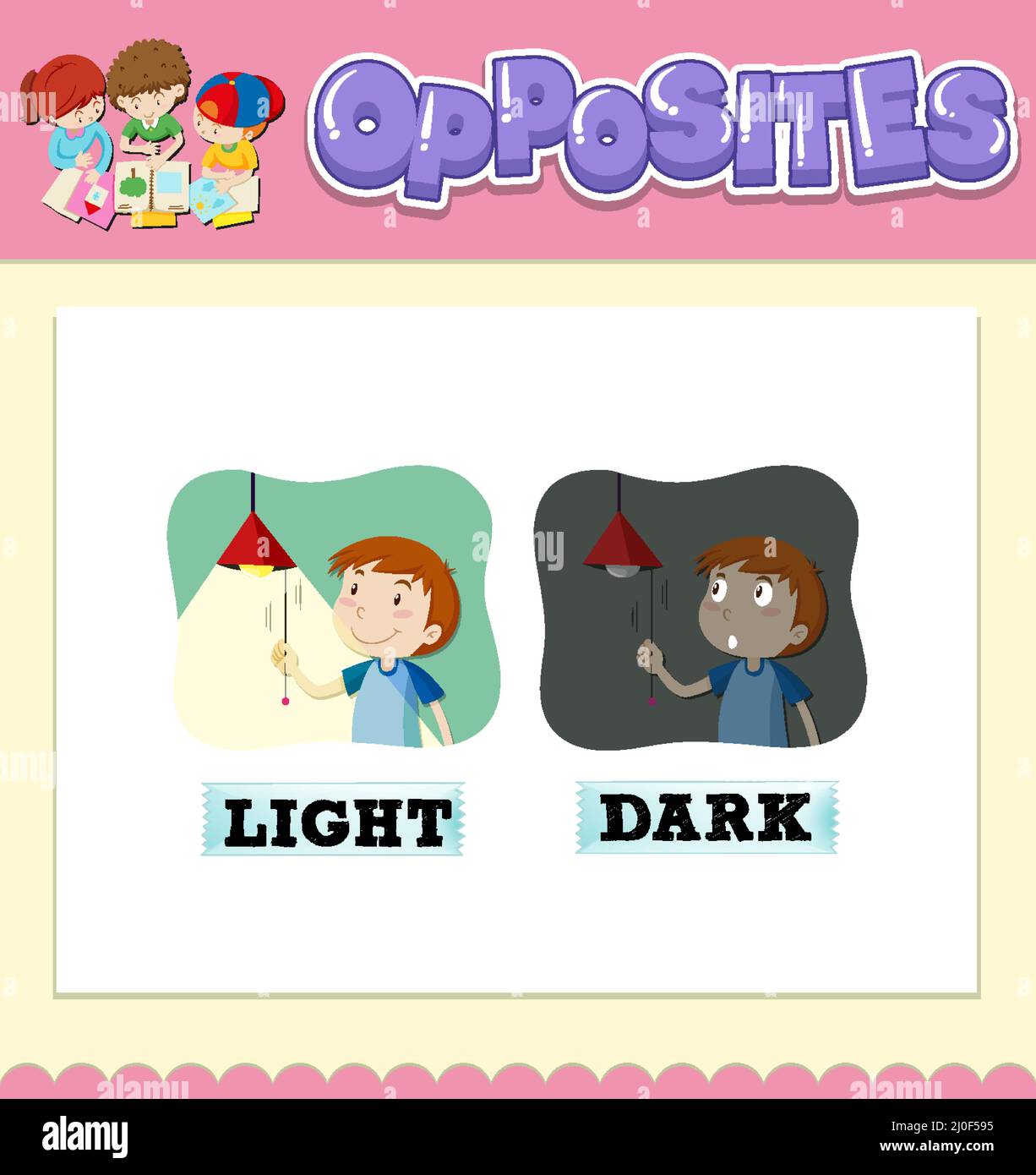Opposite words for light and dark illustration Stock Vector Image & Art ...