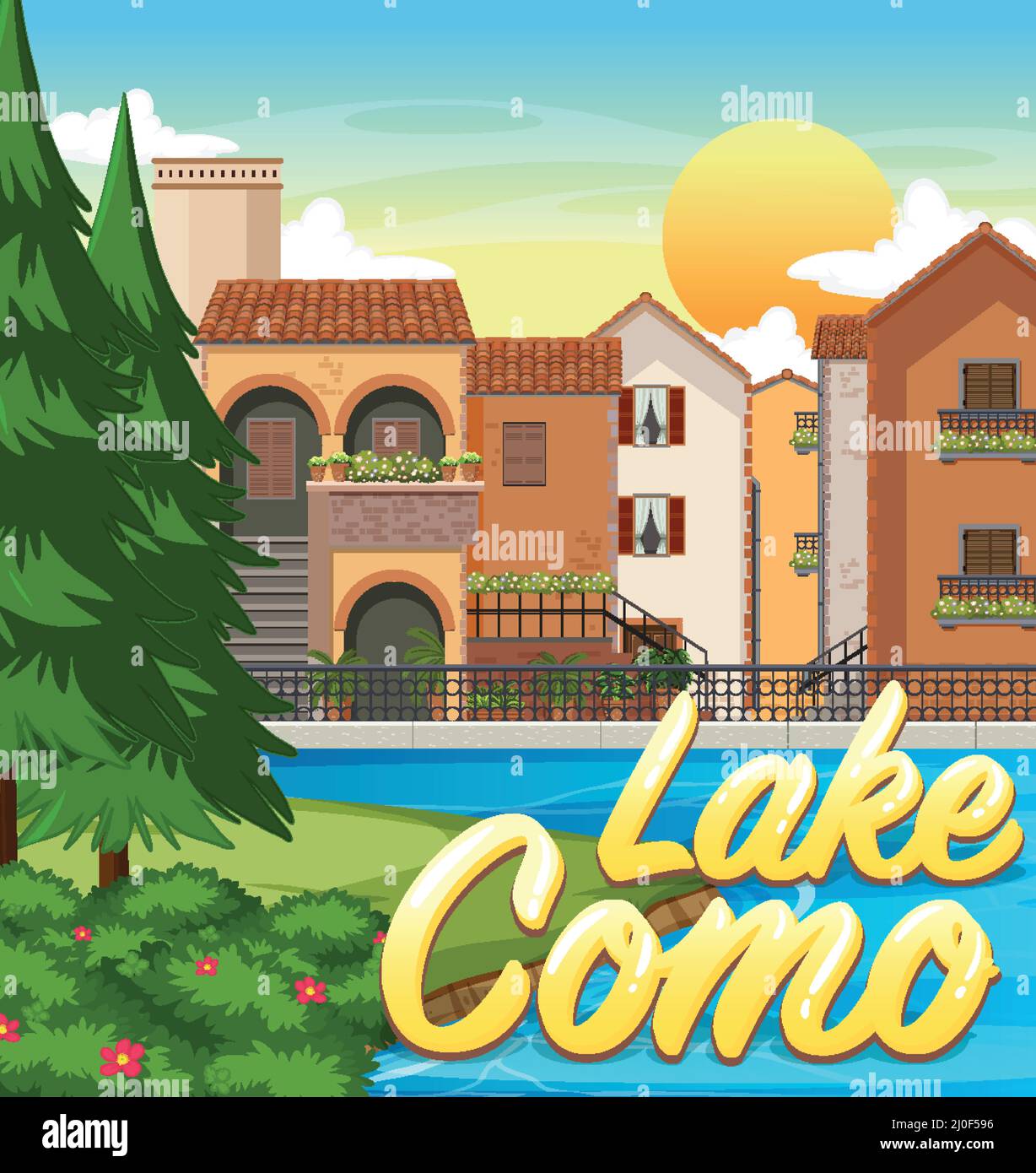 Italy iconic tourism attraction building background illustration Stock ...