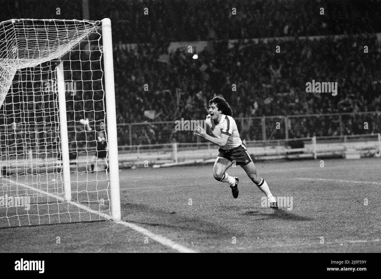 Jubilant Kevin Keegan after scoring England's opening goal during the ...