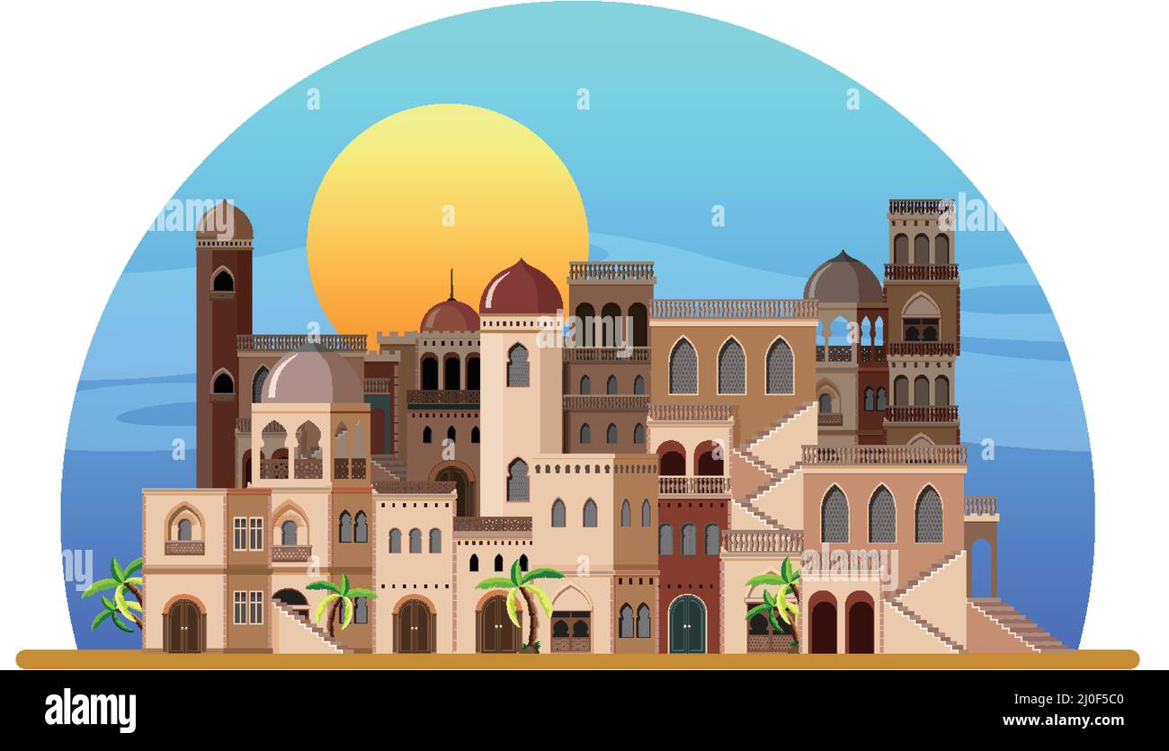Arabian architecture house and building illustration Stock Vector Image ...