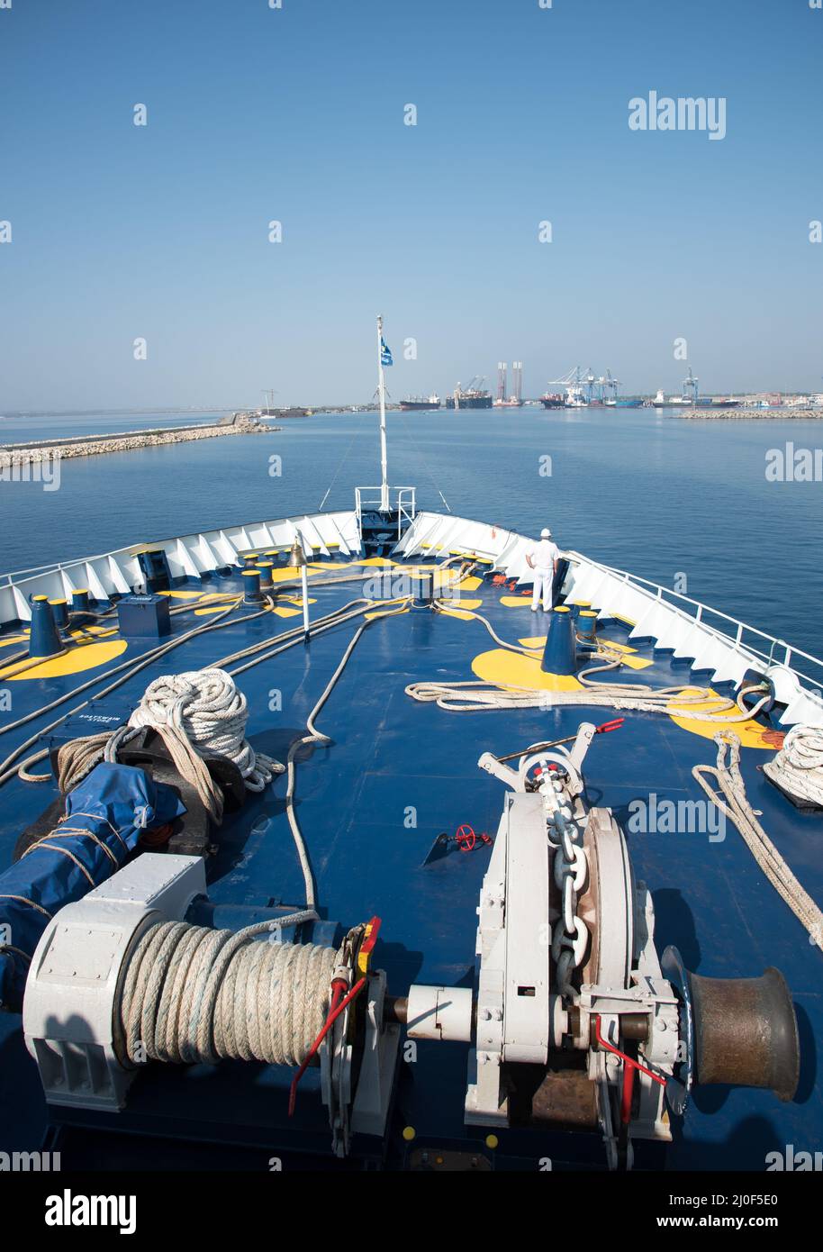 Cruise Ship foredeck. Limassol Harbour, Cyprus Stock Photo - Alamy