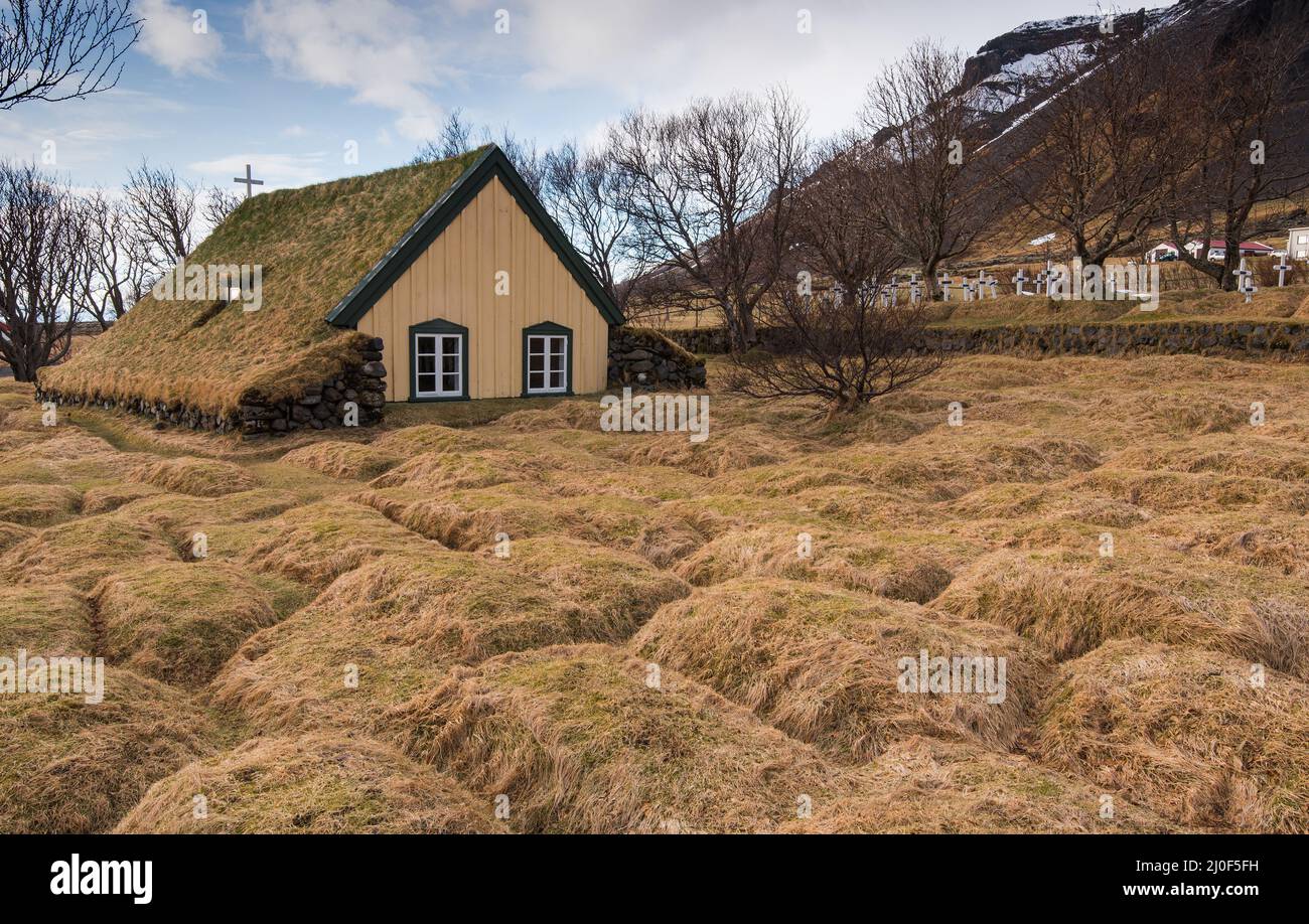 Hofskirkja turf church at Hof in Iceland Stock Photo - Alamy