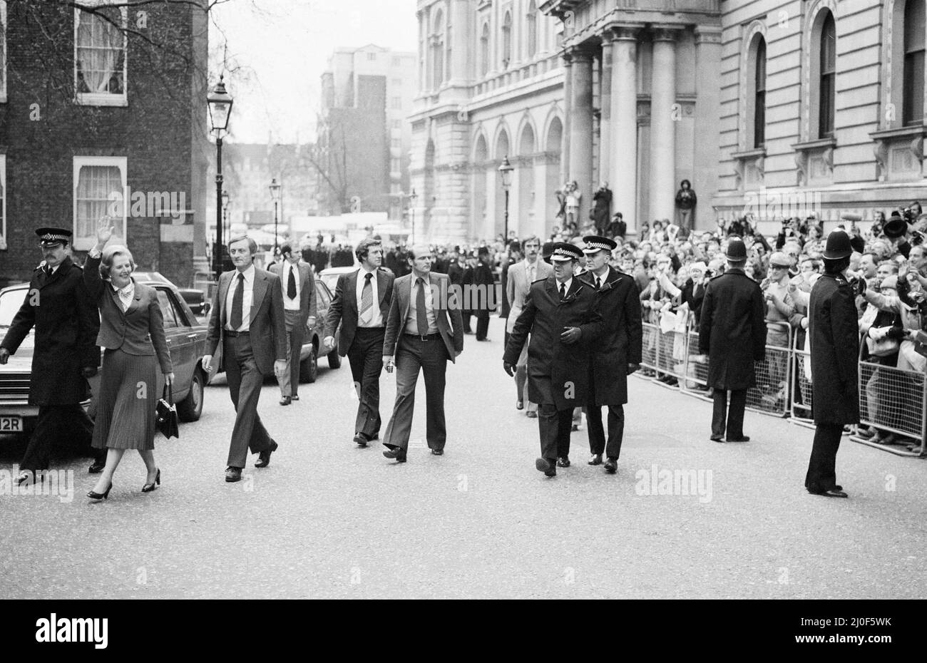 Margaret Thatcher enters Number 10 Downing Street after her historic ...