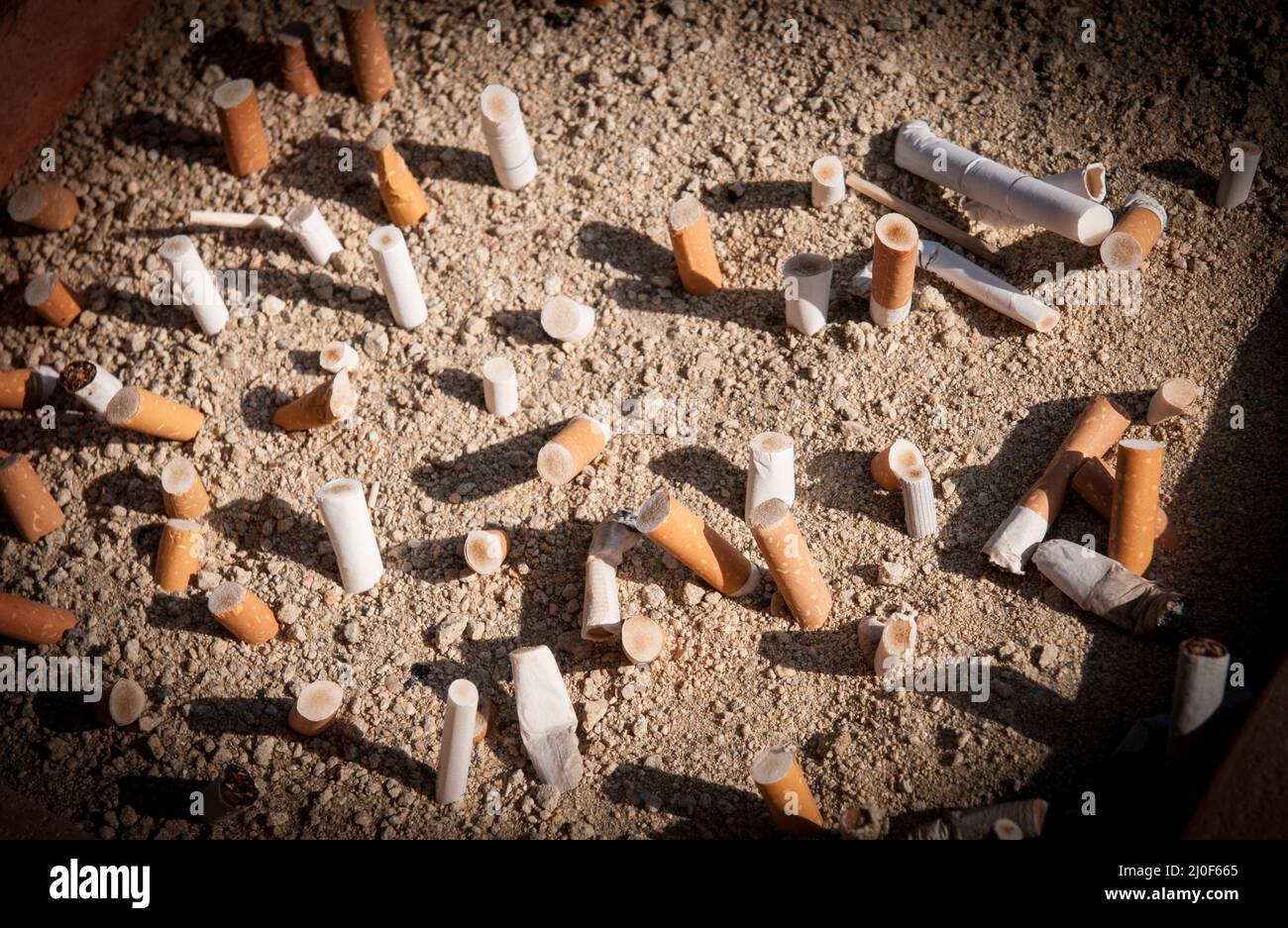 Cigarette butts discarded in ashtray Stock Photo - Alamy