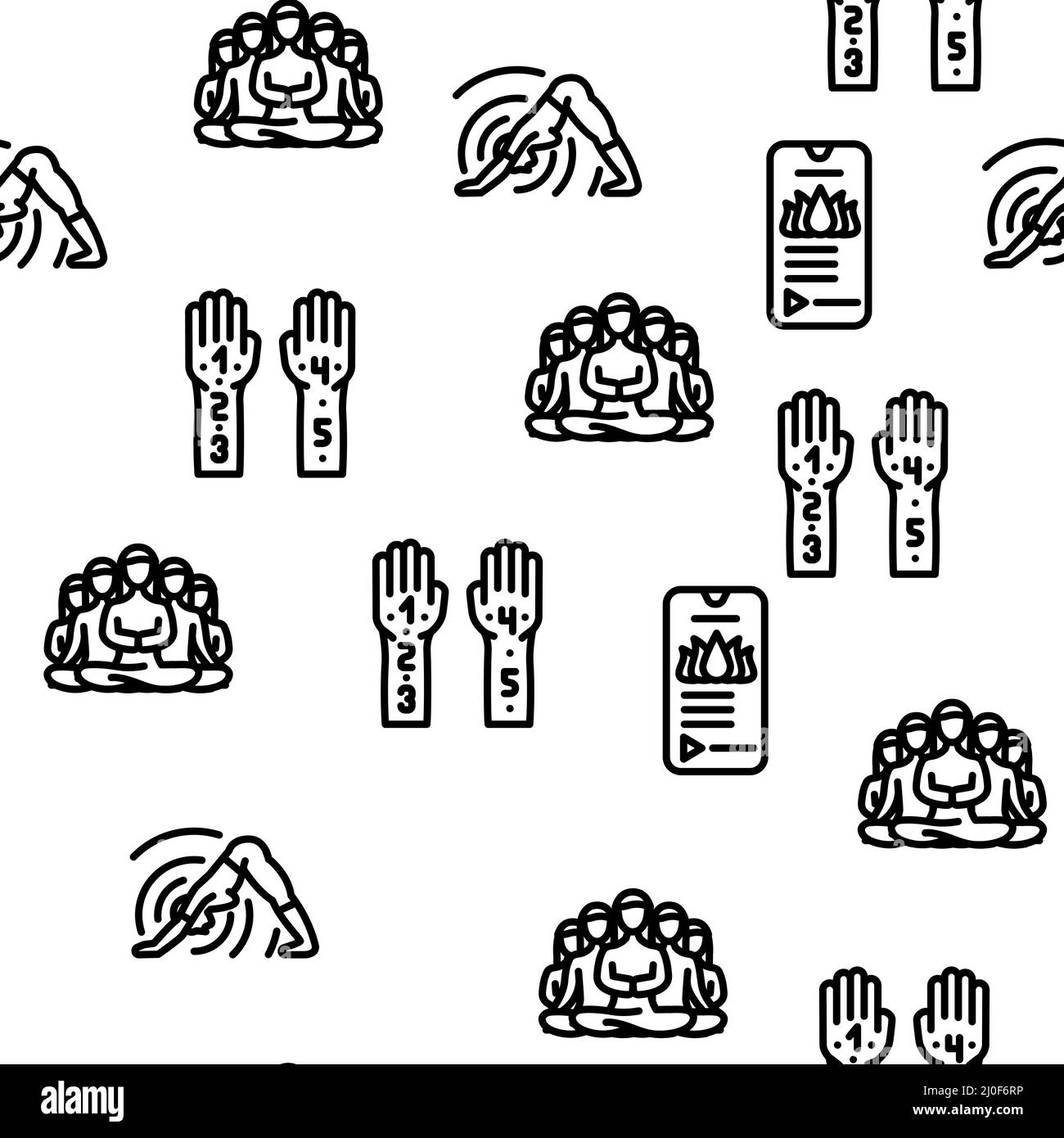 Meditation Wellness Occupation Vector Seamless Pattern Stock Vector ...