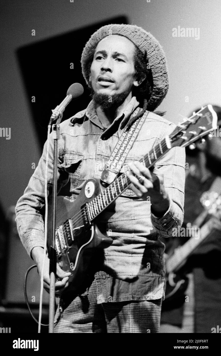 Jamaican singer Bob Marley seen here performing in London. Marley is a ...