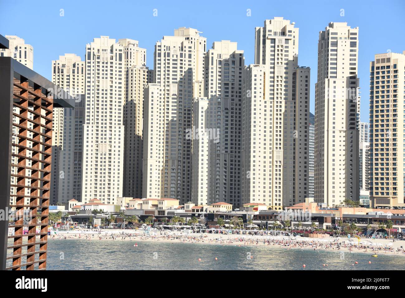 View of Jumeirah Beach Residence from Bluewaters Island in Dubai, UAE ...