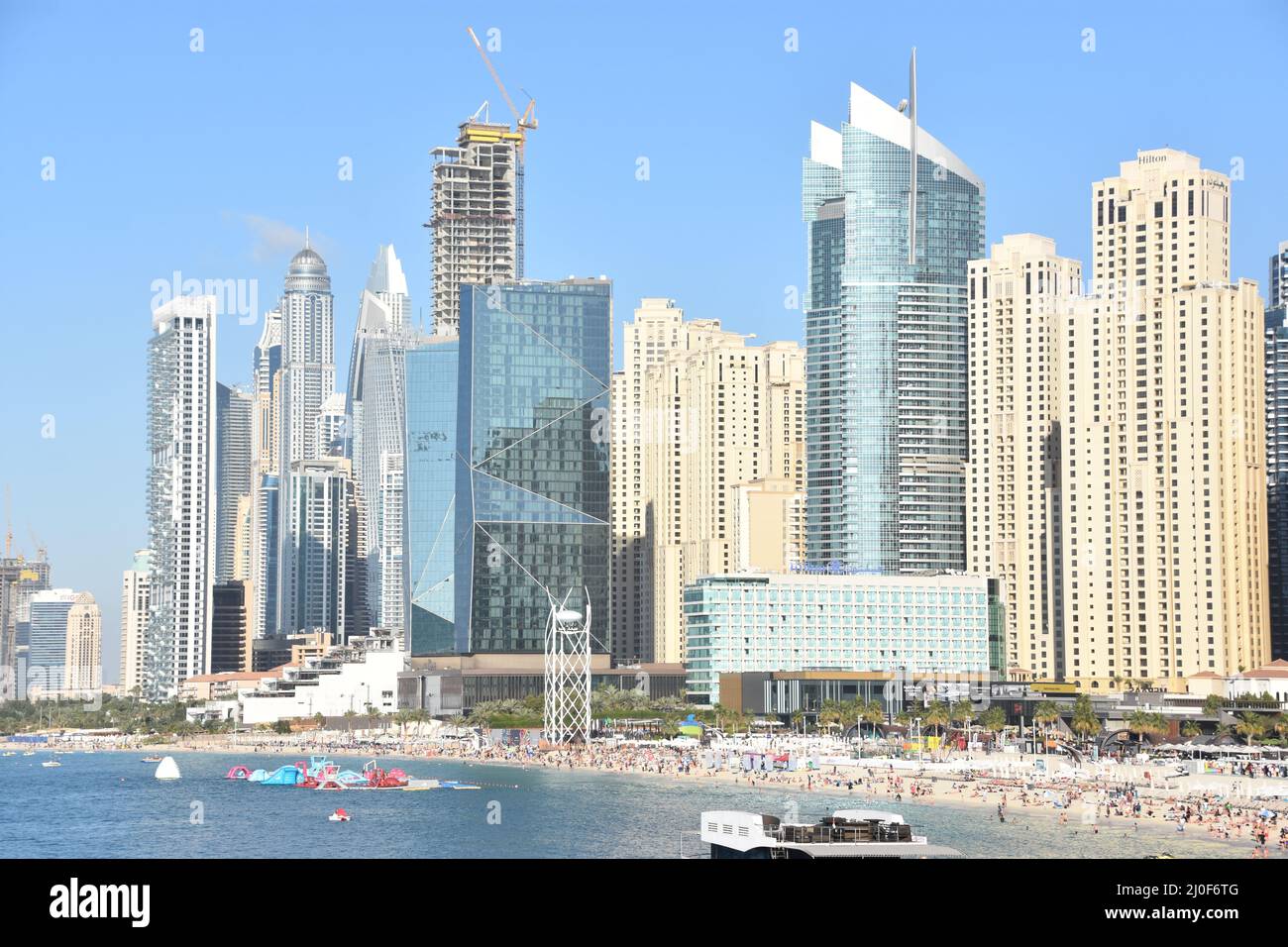 View of Jumeirah Beach Residence from Bluewaters Island in Dubai, UAE ...