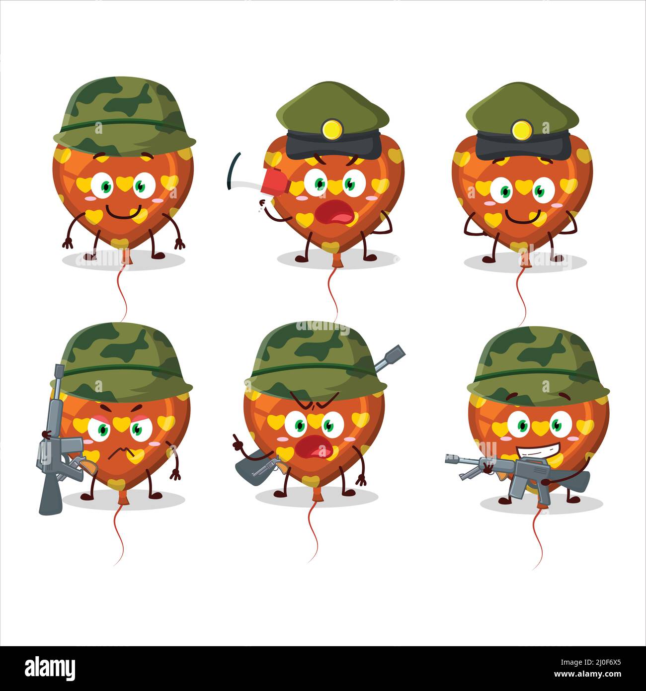 A charming soldier orange love balloon cartoon picture bring a gun ...