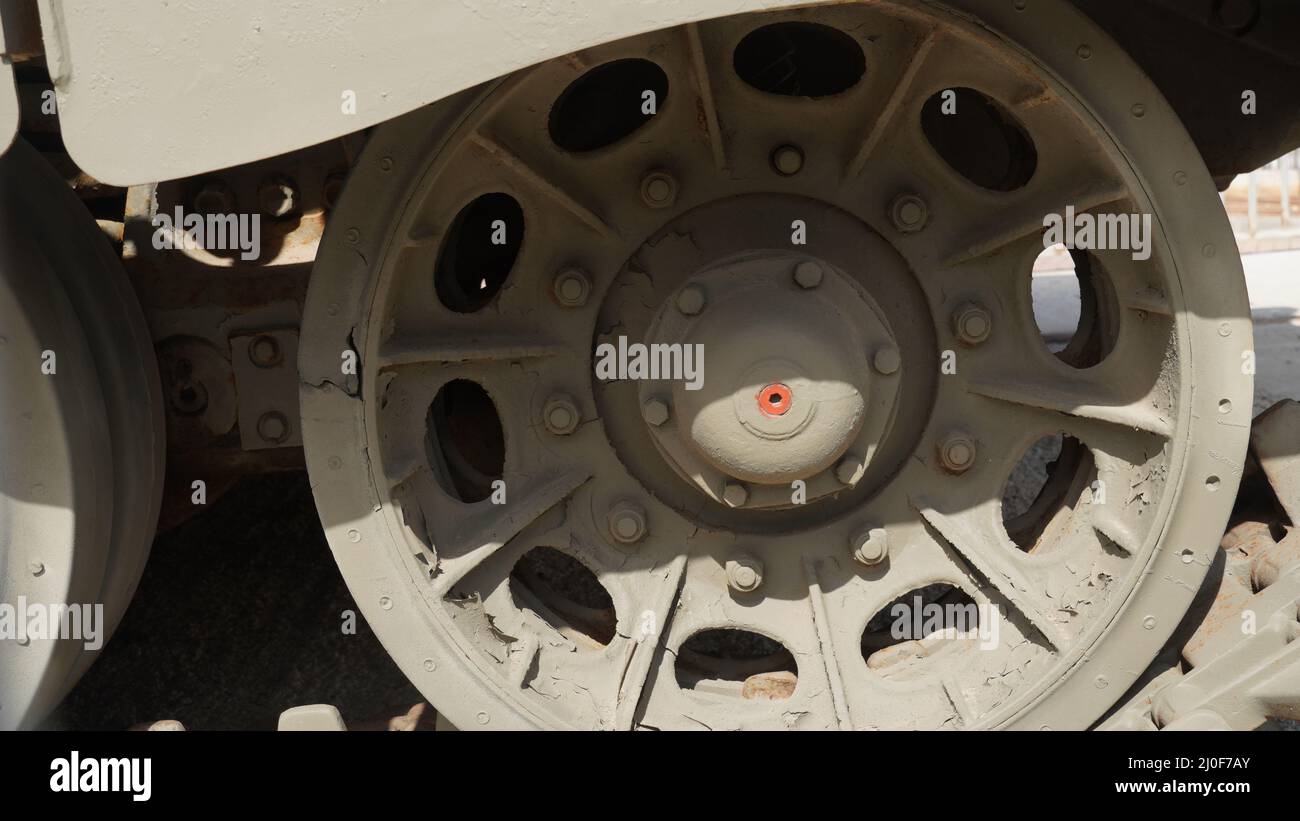 Image of a Merkava Tank track assembly and carrier roller Stock Photo ...