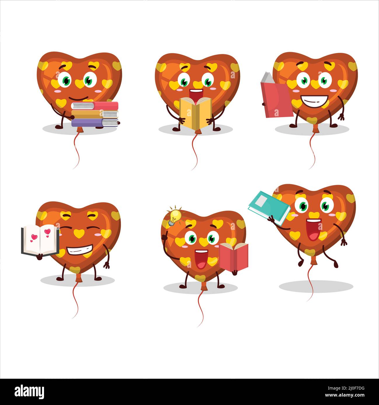 A picture of orange love balloon cartoon character concept reading an ...