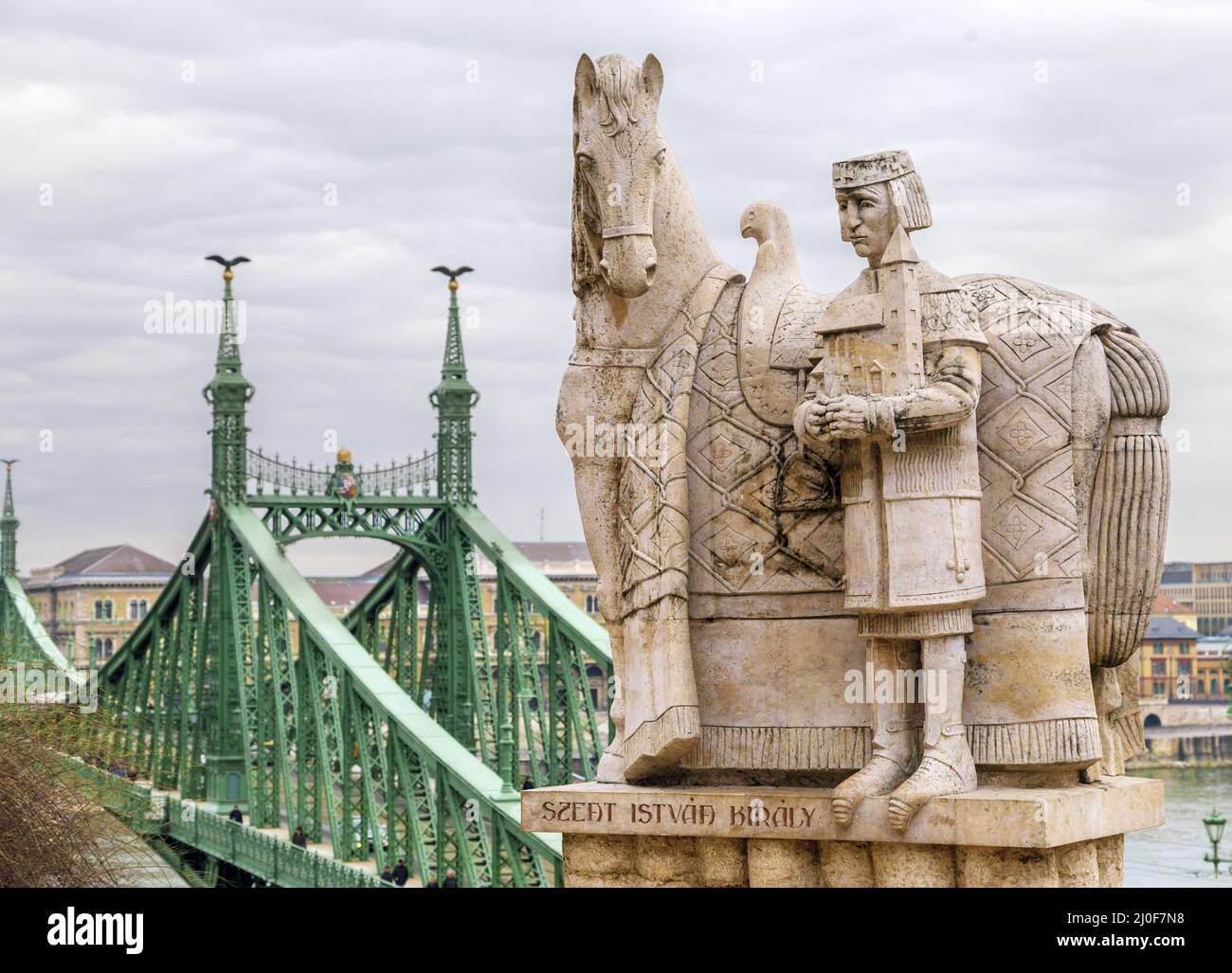 Budapest, HUNGARY - FEBRUARY 15, 2015 - Statue of Stephen I of Hungary ...