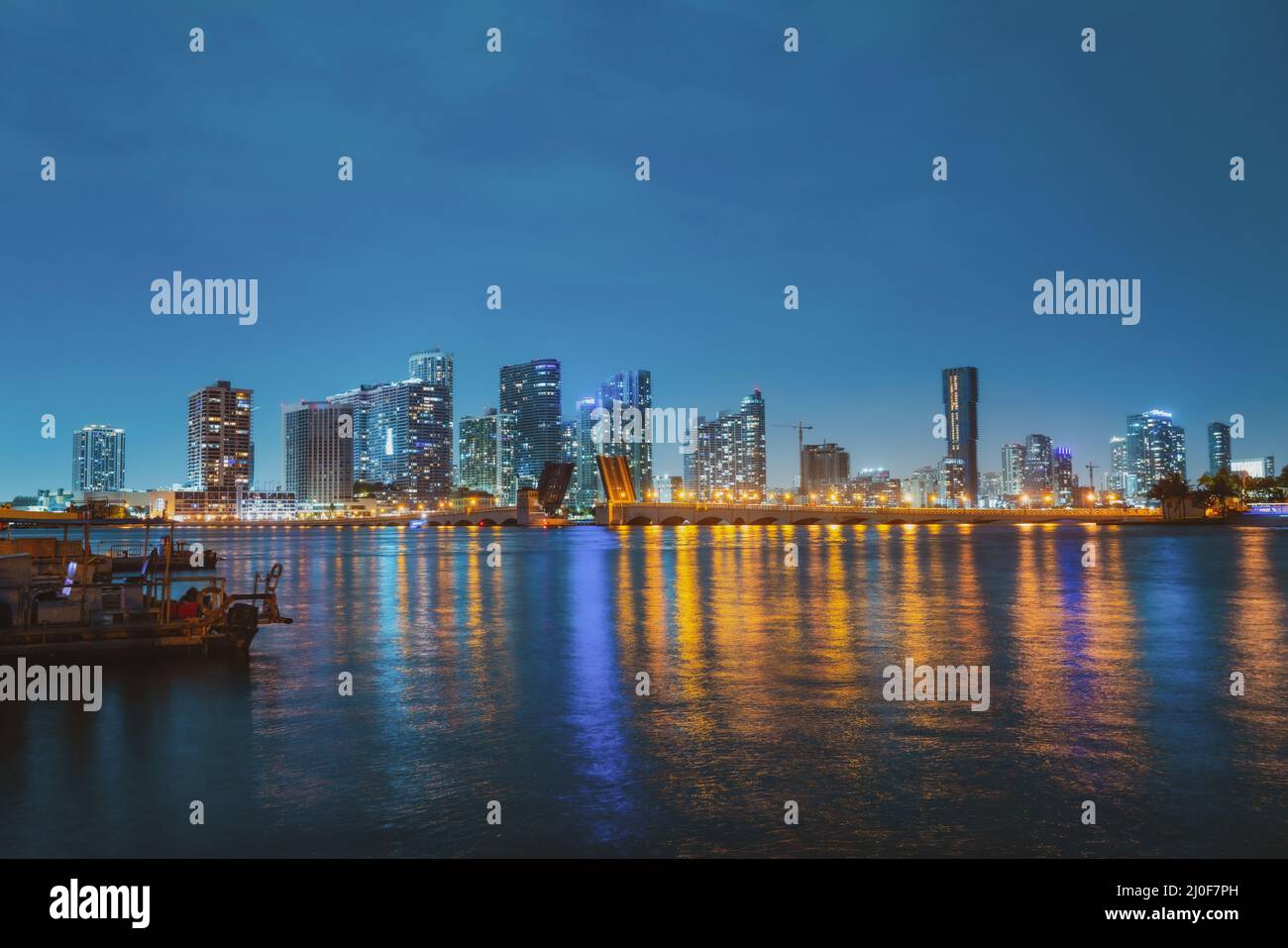 City of Miami Florida, sunset panorama with business and residential ...