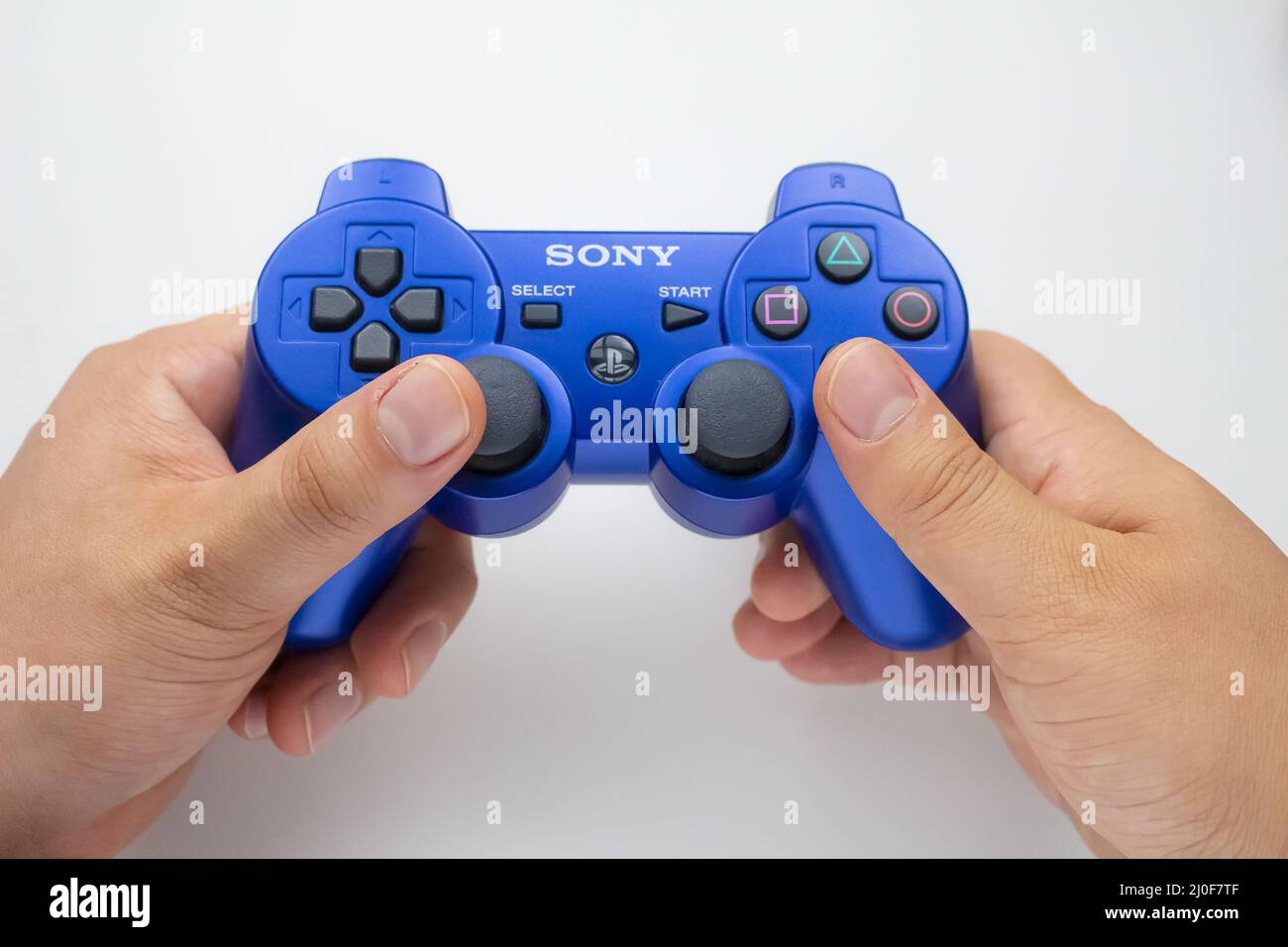 Calgary, Alberta, Canada. July 20, 2020. A Person using a blue ...