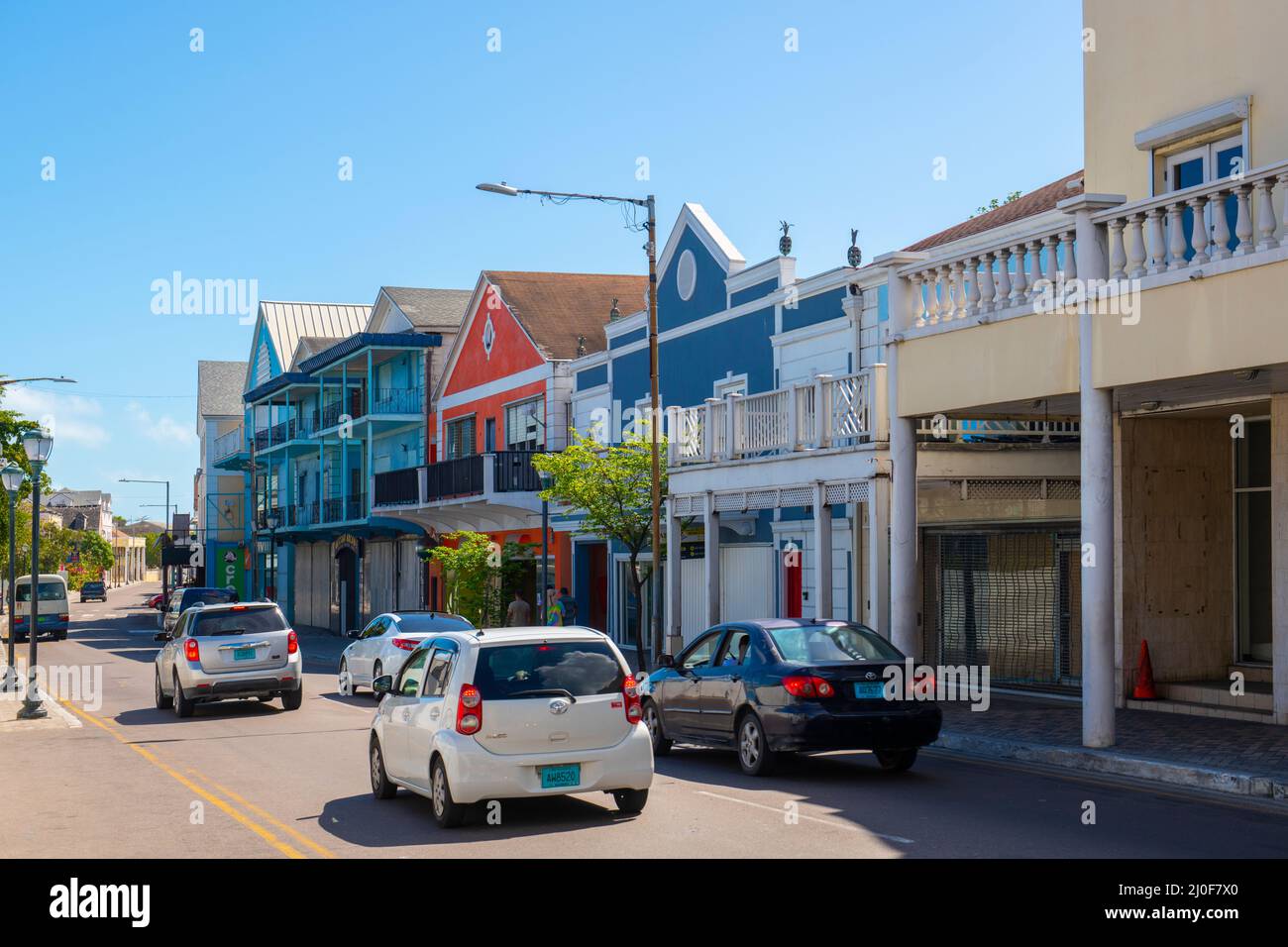 Historic commercial building on Bay Street in historic downtown Nassau ...