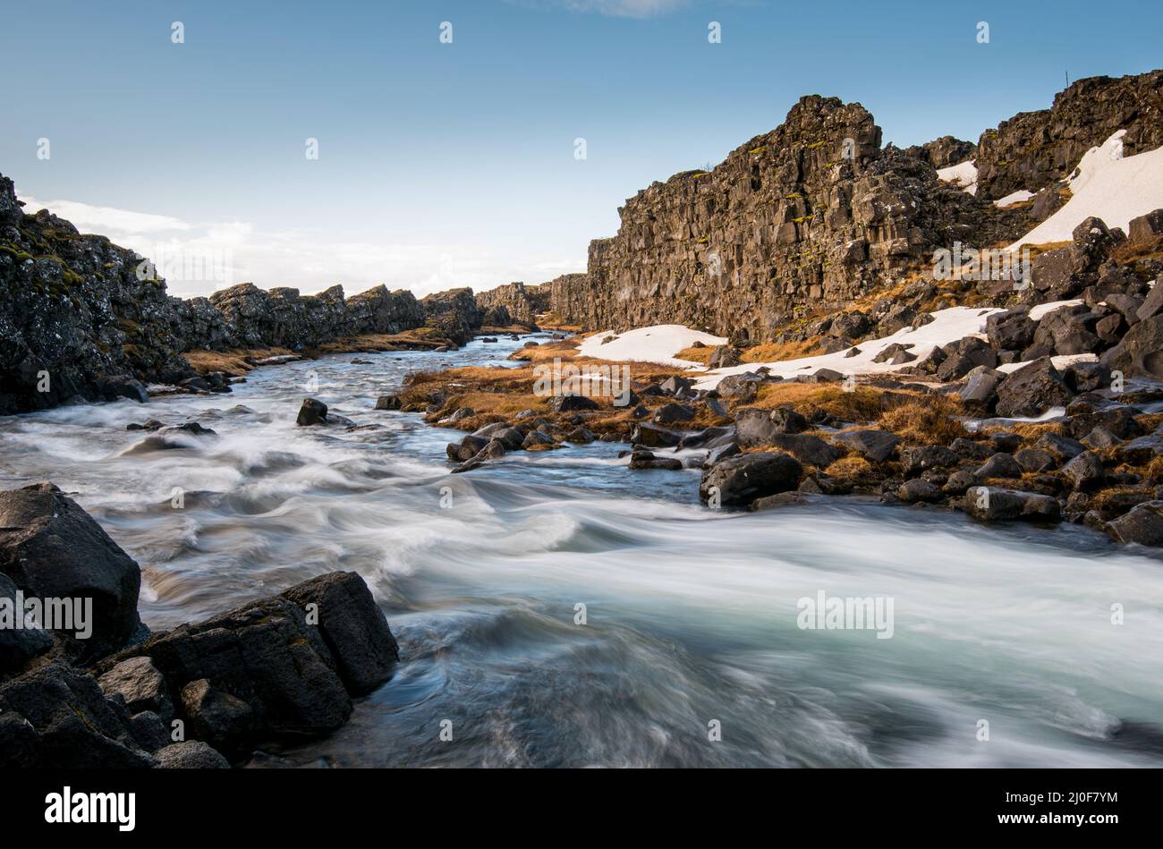 Water from waterfall splashing on a rocky river Iceland Stock Photo - Alamy
