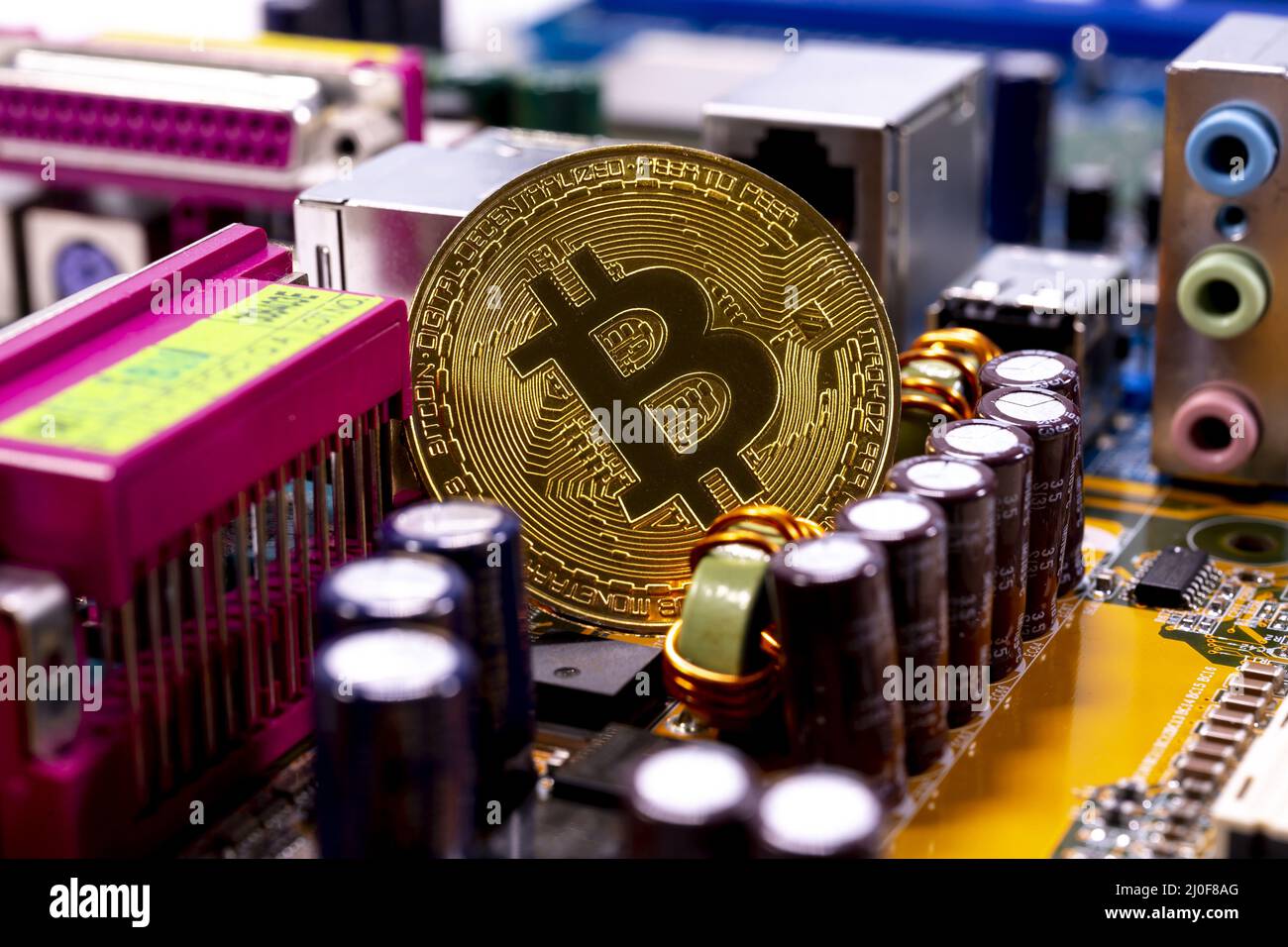 Bitcoin coin and printed circuit board PCB Stock Photo - Alamy