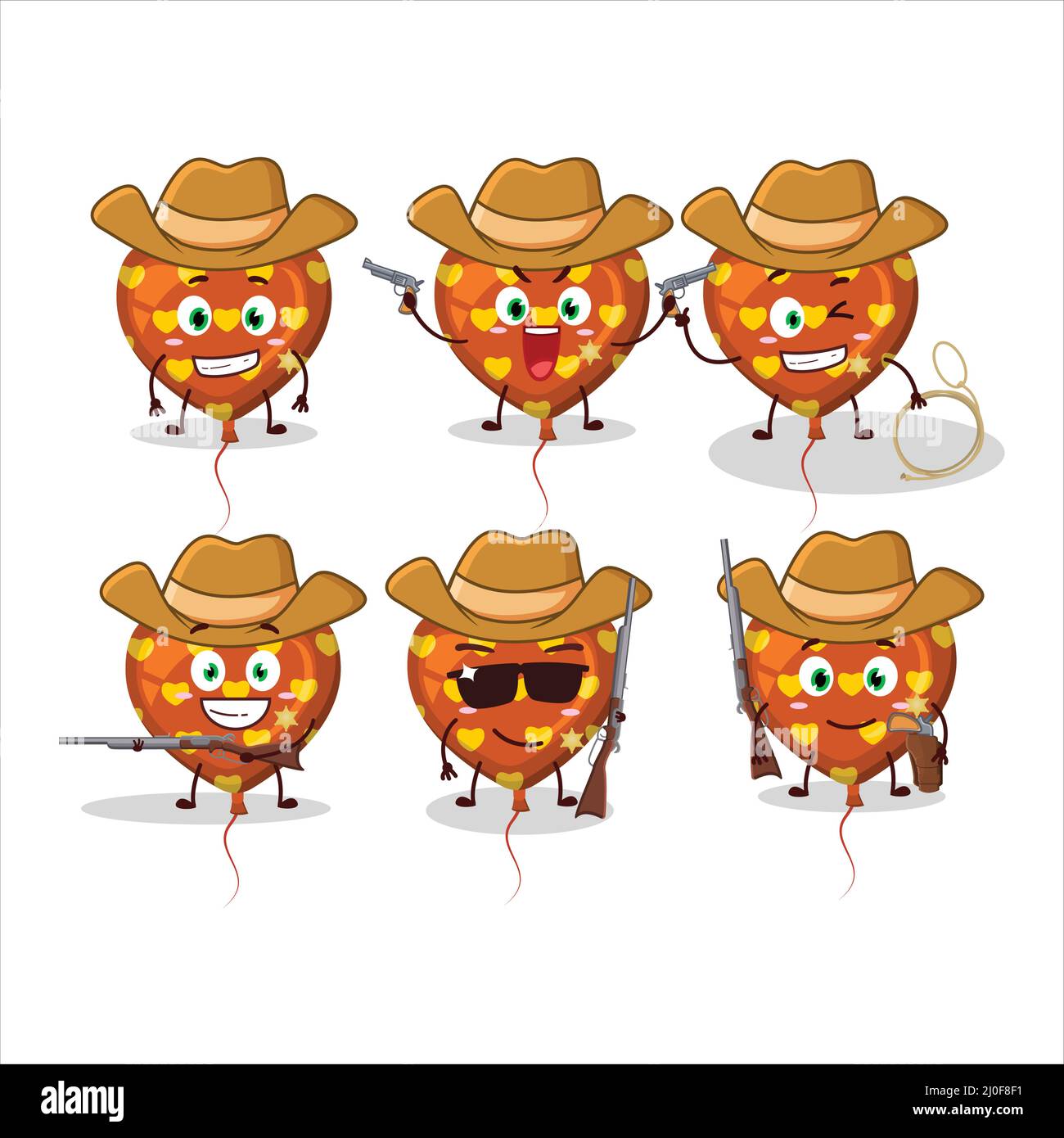 Cool cowboy orange love balloon cartoon character with a cute hat ...