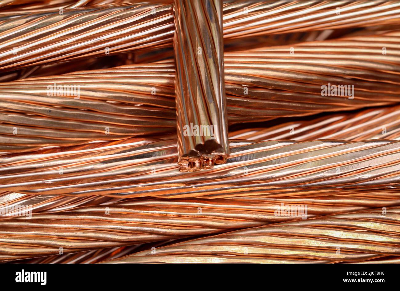 Close-up of peeled copper cables to be melted down again Stock Photo ...