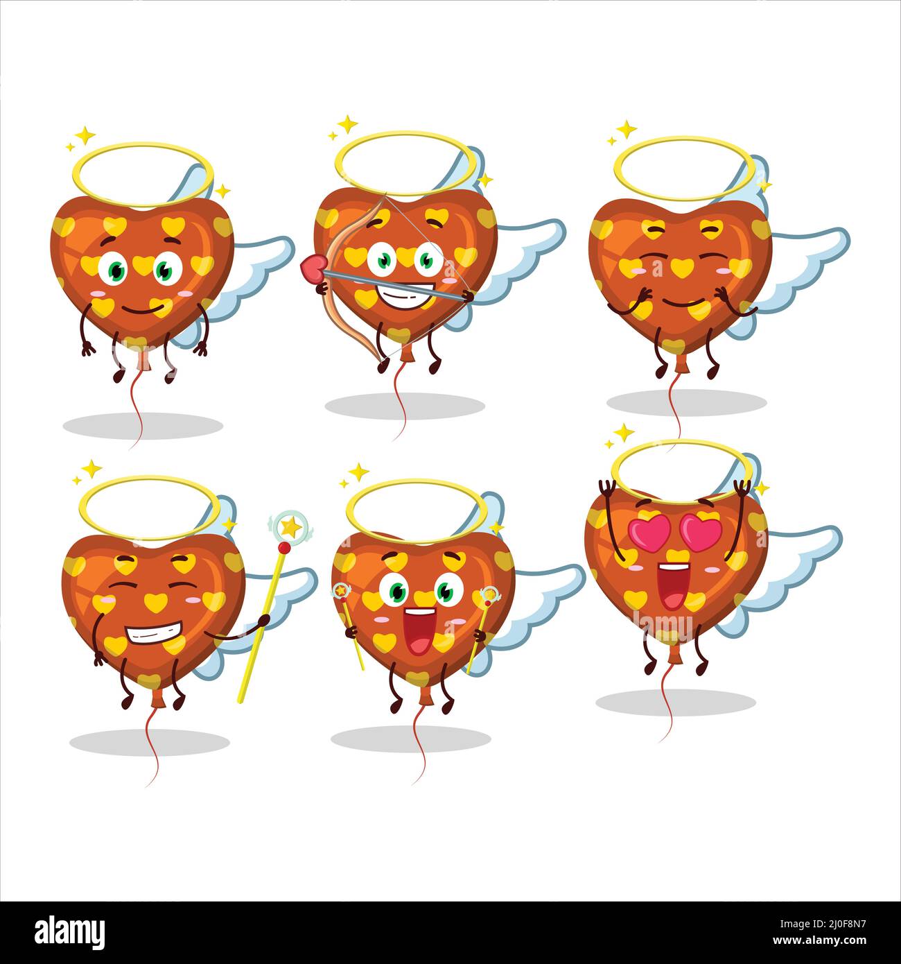 Orange love balloon cartoon designs as a cute angel character. Vector ...