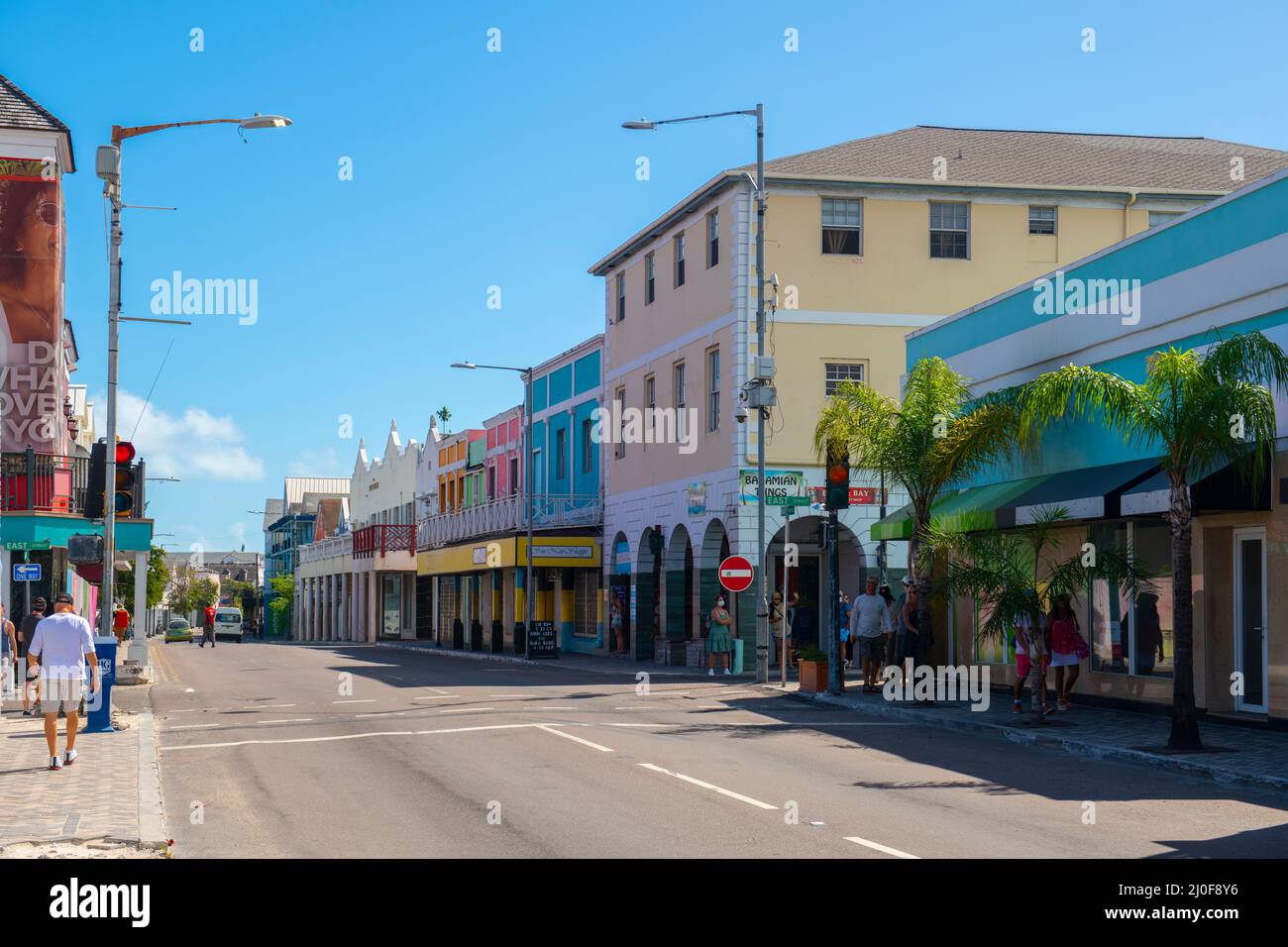 Historic commercial building on Bay Street in historic downtown Nassau ...