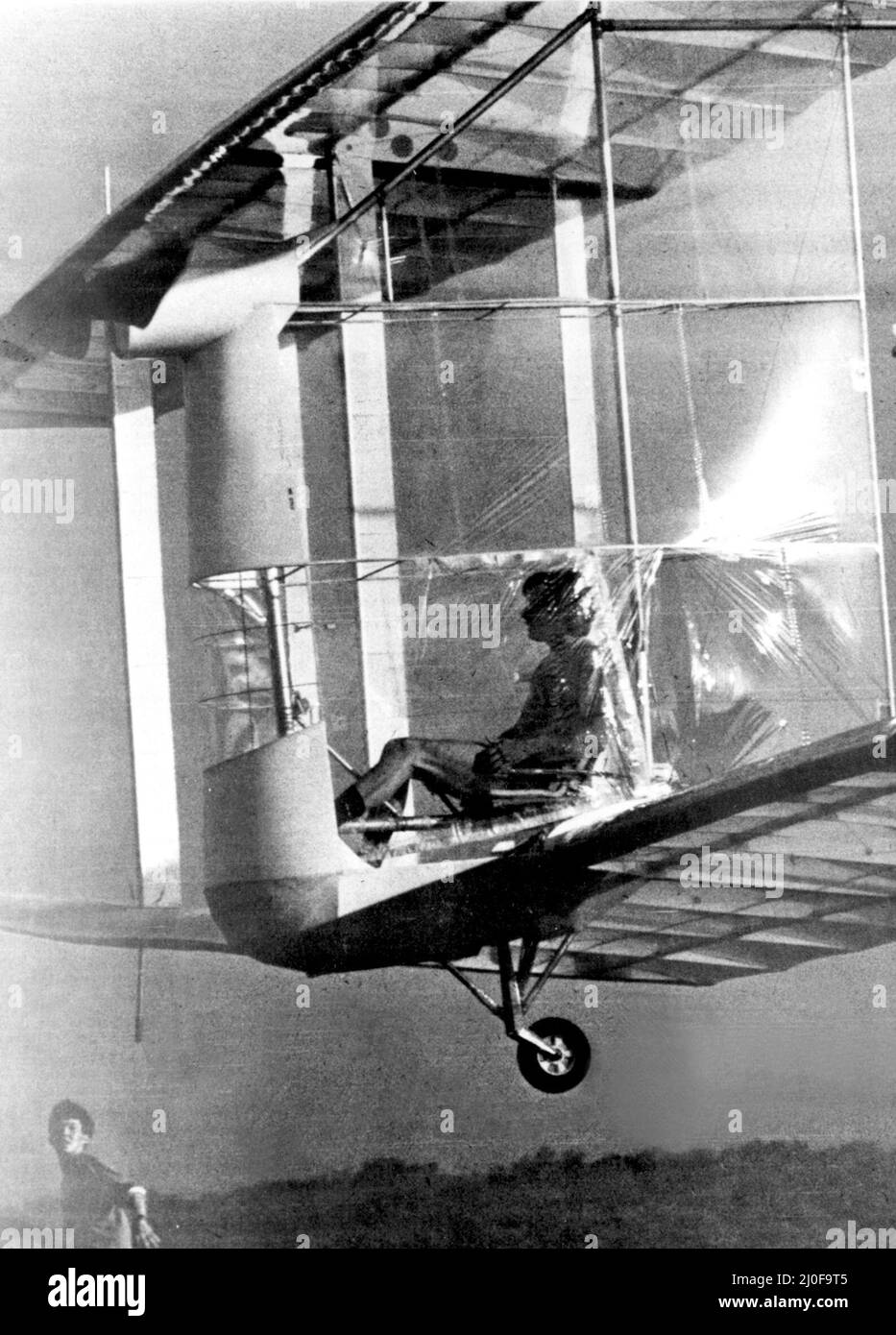 The 'Chrysalis' human powered biplane aircraft which was built at M.I.T ...