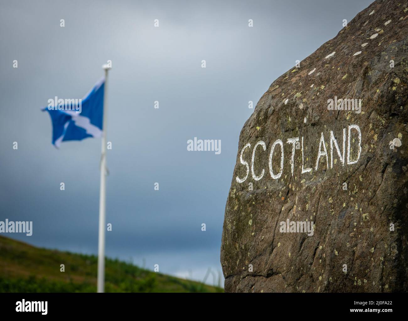 Sign At The Scottish Border Stock Photo - Alamy