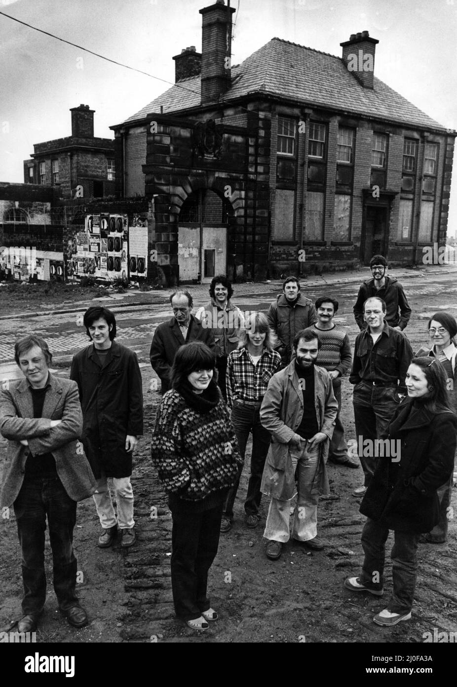 Artists outside Bridewell Studios, a former Police station on Prescot ...