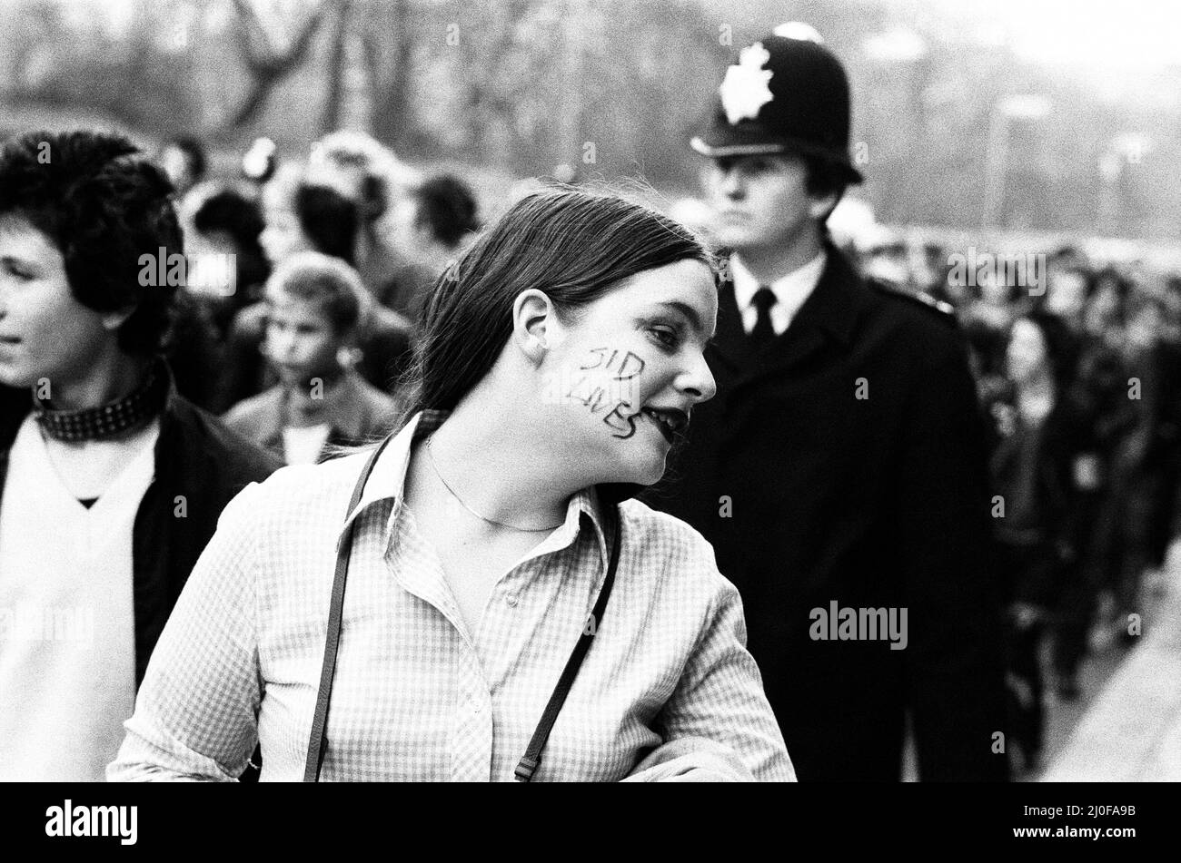 Punks at Sloane Square for a march to Hyde Park to commemorate the ...