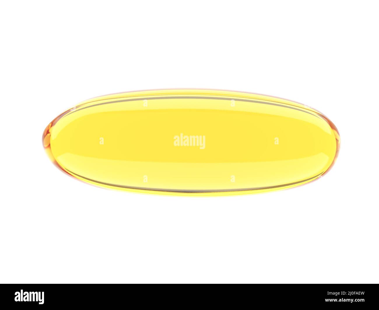 Yellow oblong gelatin capsule on a white background. 3D rendering Stock ...