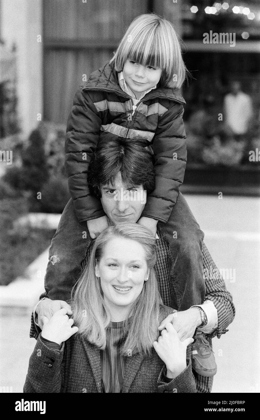 Actor Dustin Hoffman with actress Meryl Streep and young Justin Henry ...
