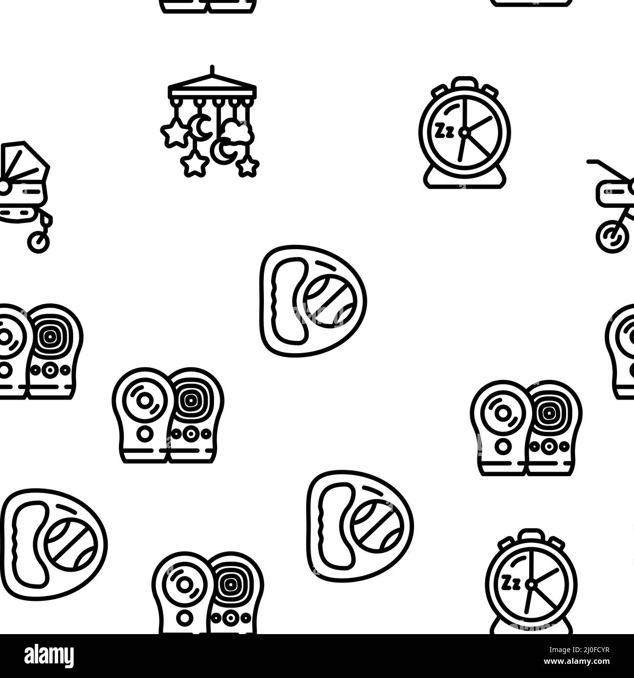 Newborn Baby Sleep Accessories Vector Seamless Pattern Stock Vector ...