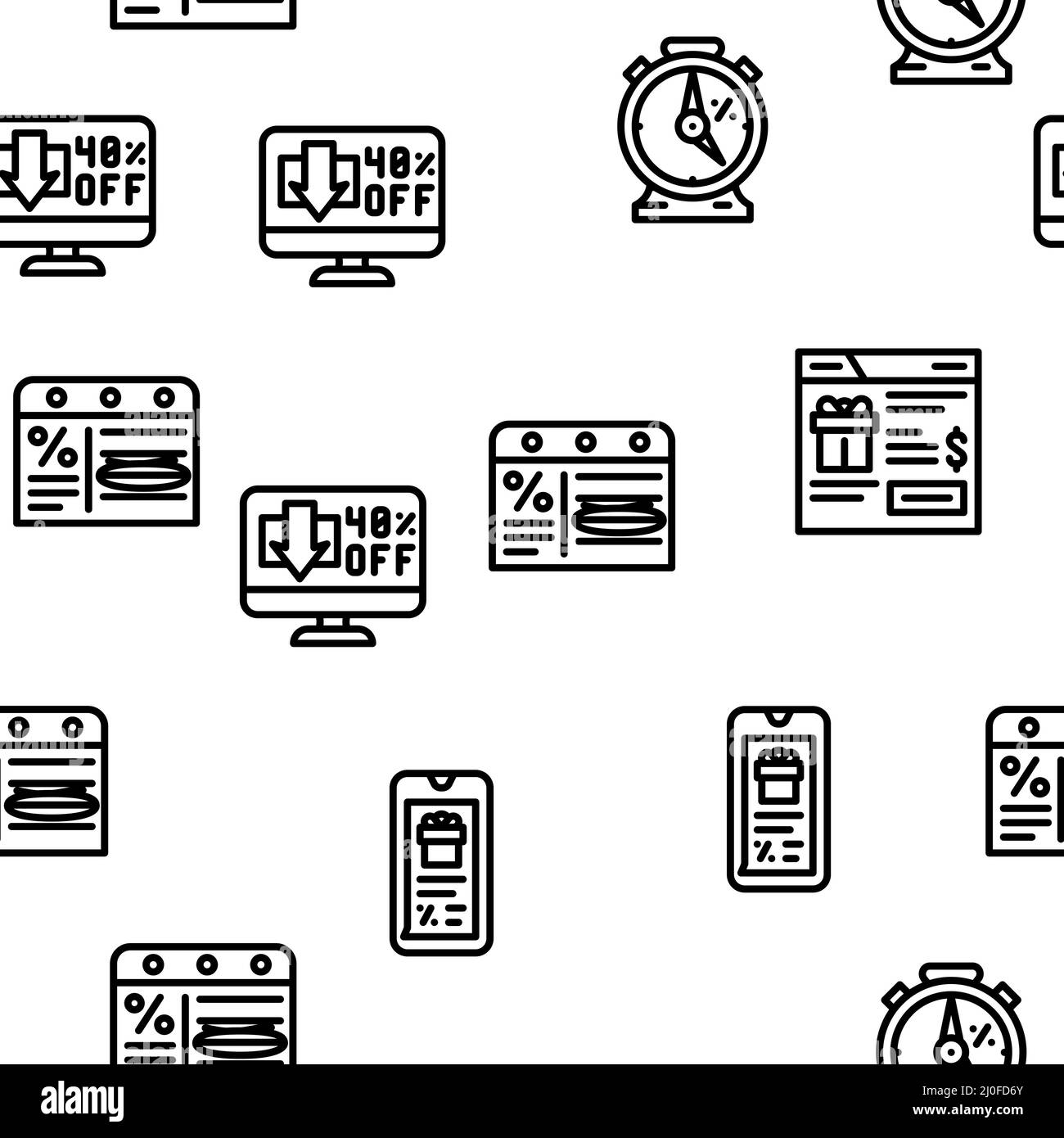 Promo And Advertising Coupon Vector Seamless Pattern Stock Vector Image ...