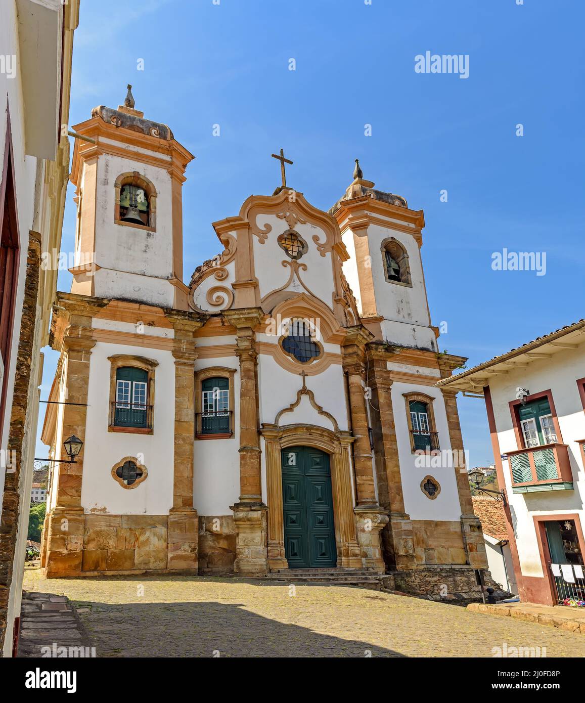 Facade of preserved historic 18th century church in colonial ...
