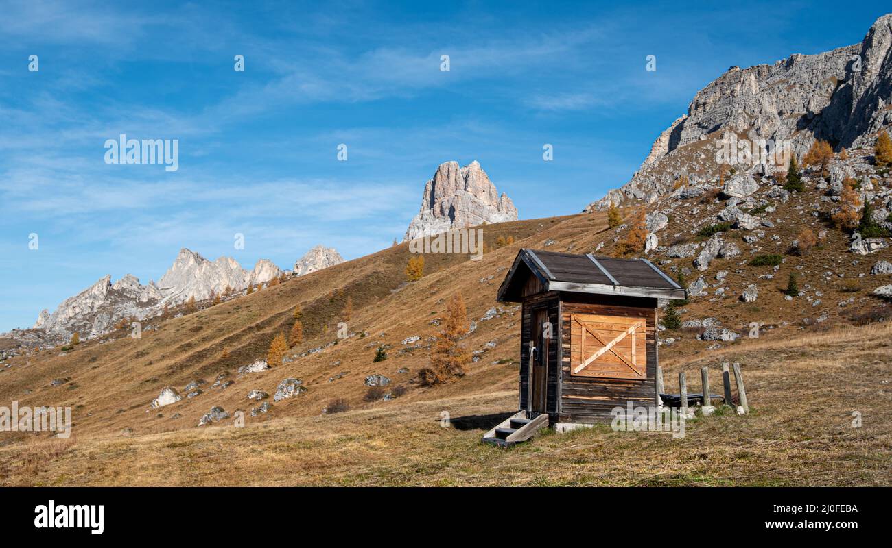 Mountain landscape at picturesque Passo Di Giau in the Alps of South ...