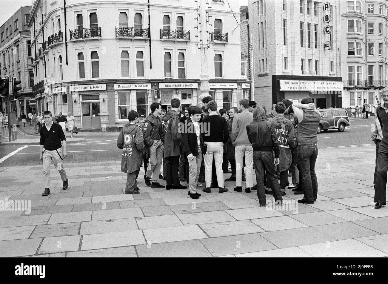 Mods, Brighton Beach, East Sussex, Monday 27th August 1979 Stock Photo ...
